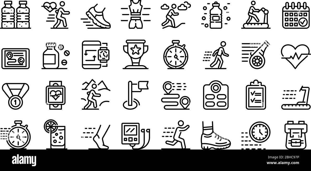 Running icons set, outline style Stock Vector Image & Art - Alamy