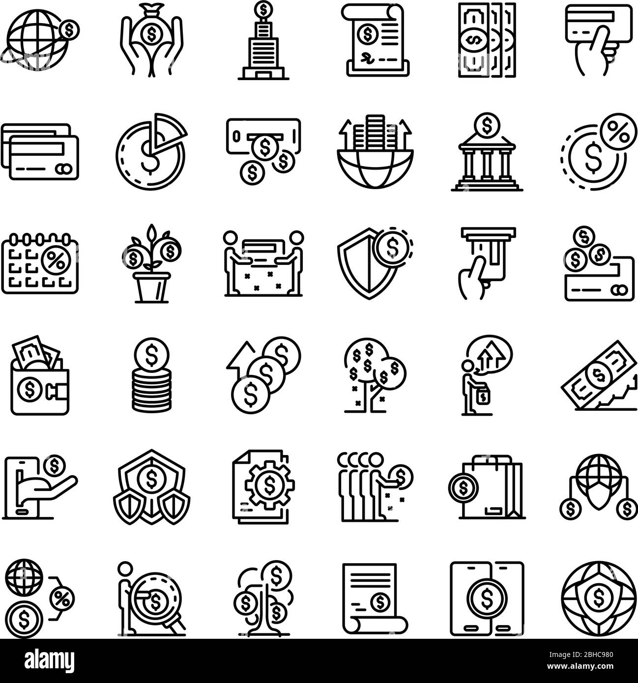 Credit union icons set, outline style Stock Vector Image & Art - Alamy