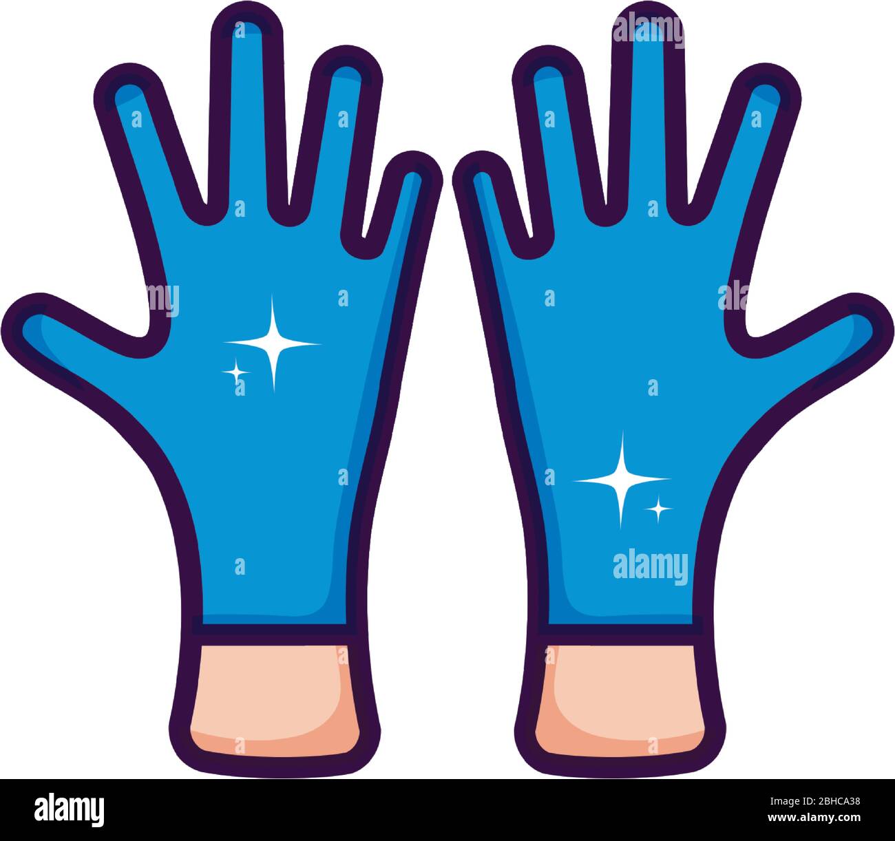 hand with cleaning gloves icon over white background, line color style ...