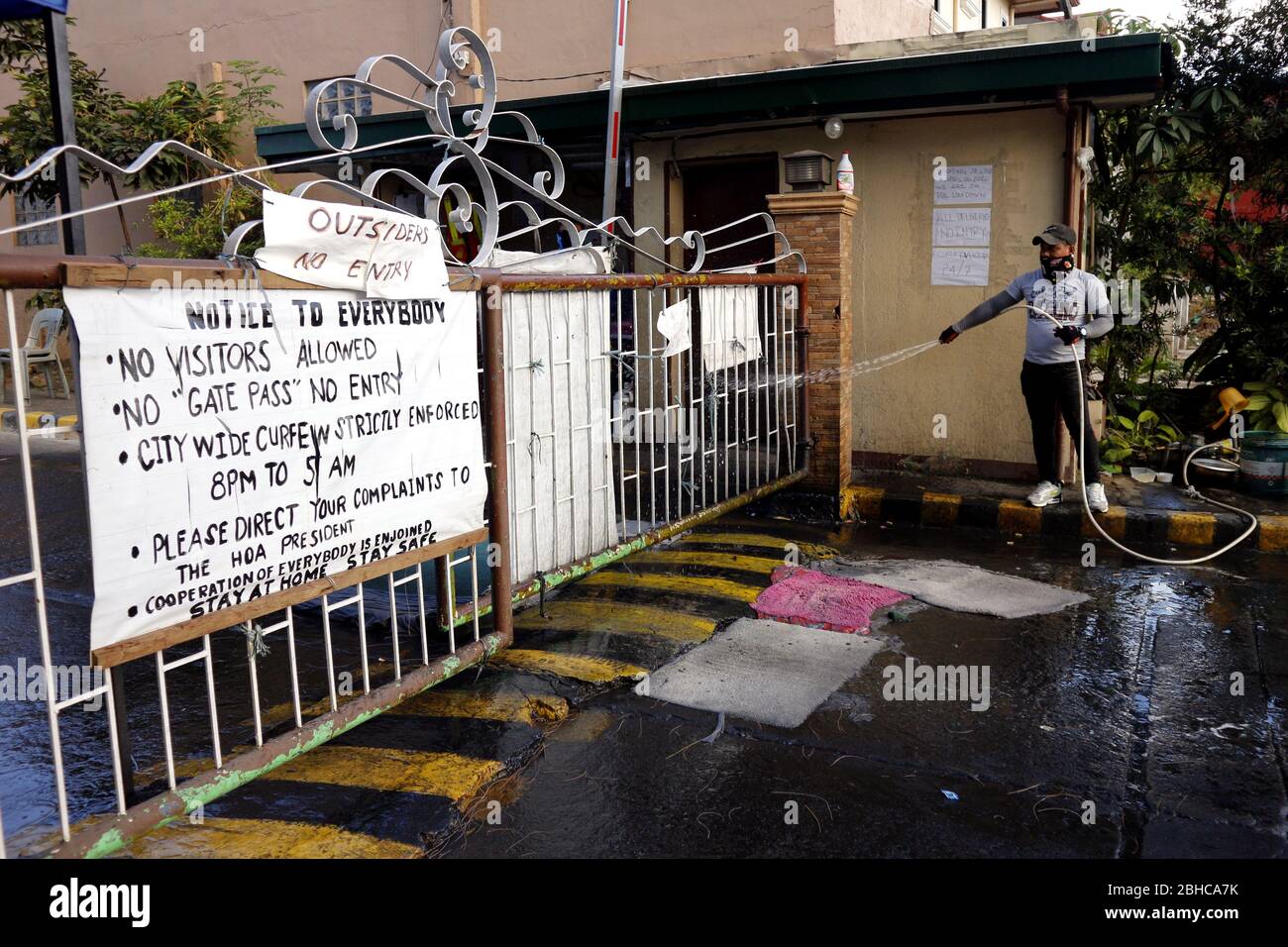 Antipolo City, Philippines - April 22, 2020: Village security guard ...