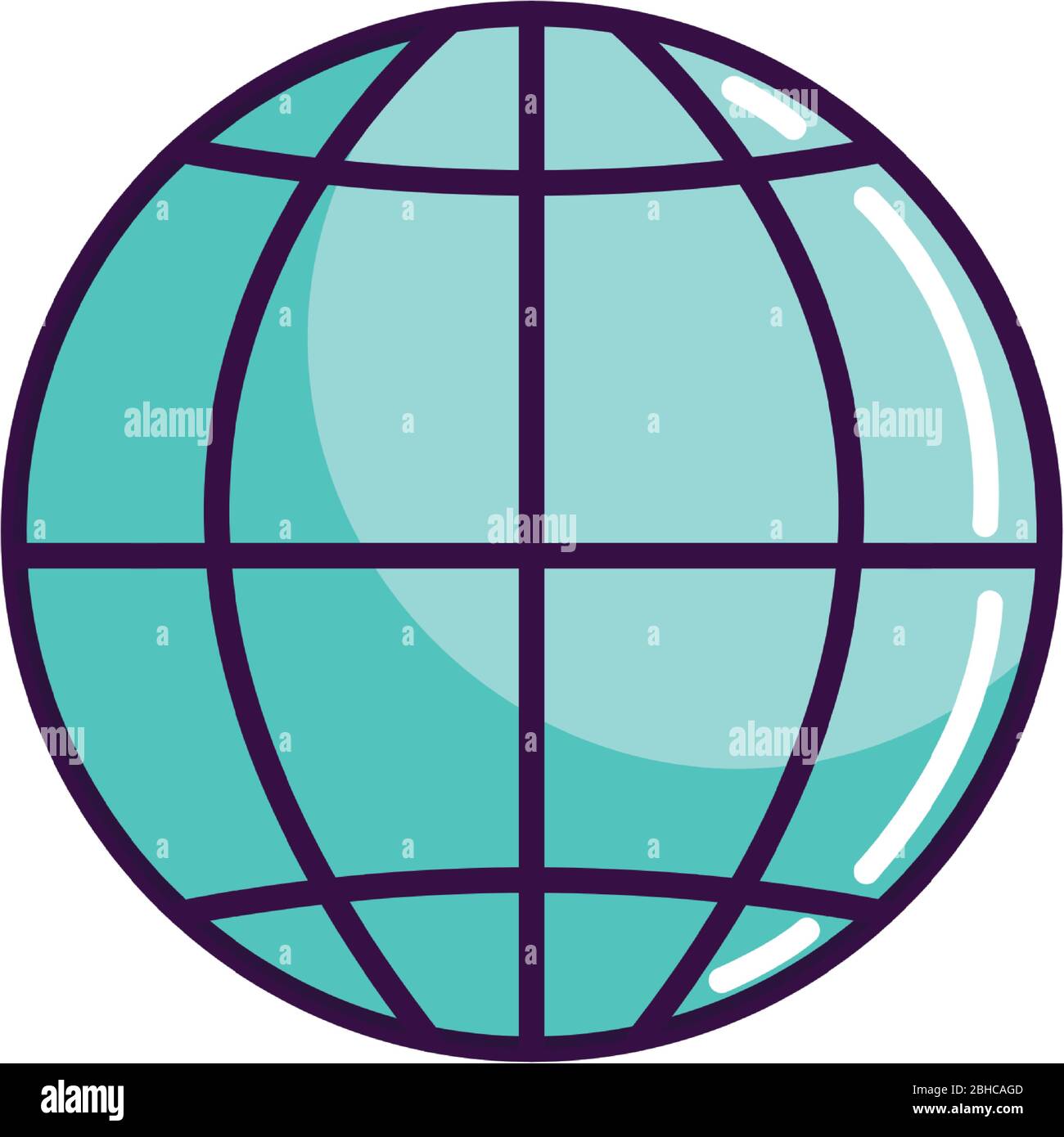 global sphere icon over white background, line color style, vector ...