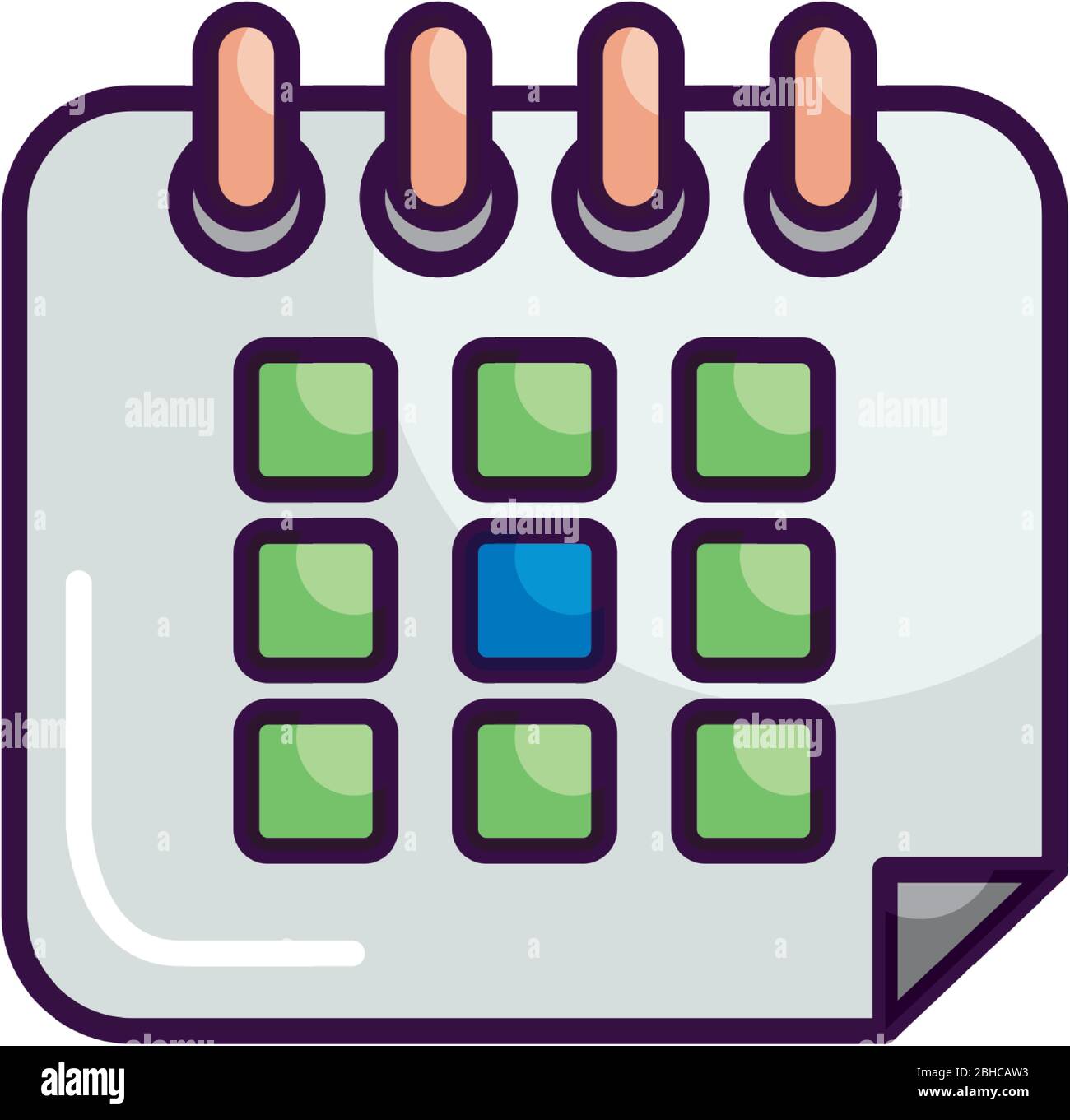 calendar planner icon over white background, line color style, vector ...