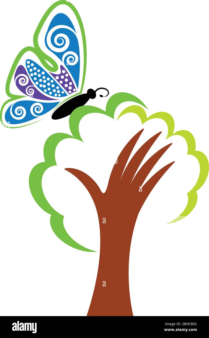 hand tree logo Stock Vector Image & Art - Alamy