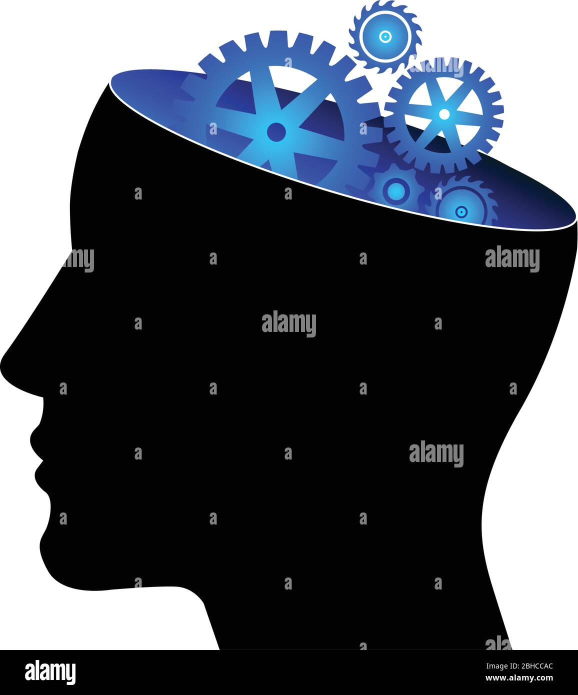 Blue human gear inside icon hi-res stock photography and images - Alamy