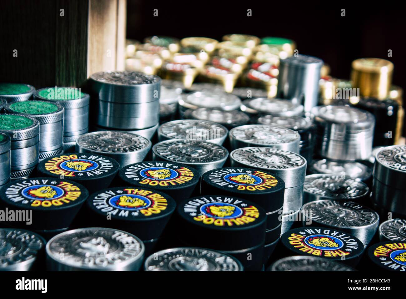 Amsterdam Netherlands April 10, 2019 Closeup of decoratives objects ...