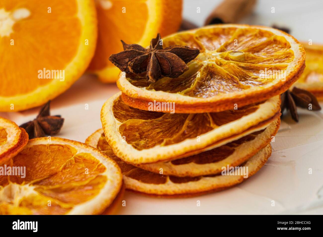 home preparation. sliced dried orange, slices, natural fruit chips ...