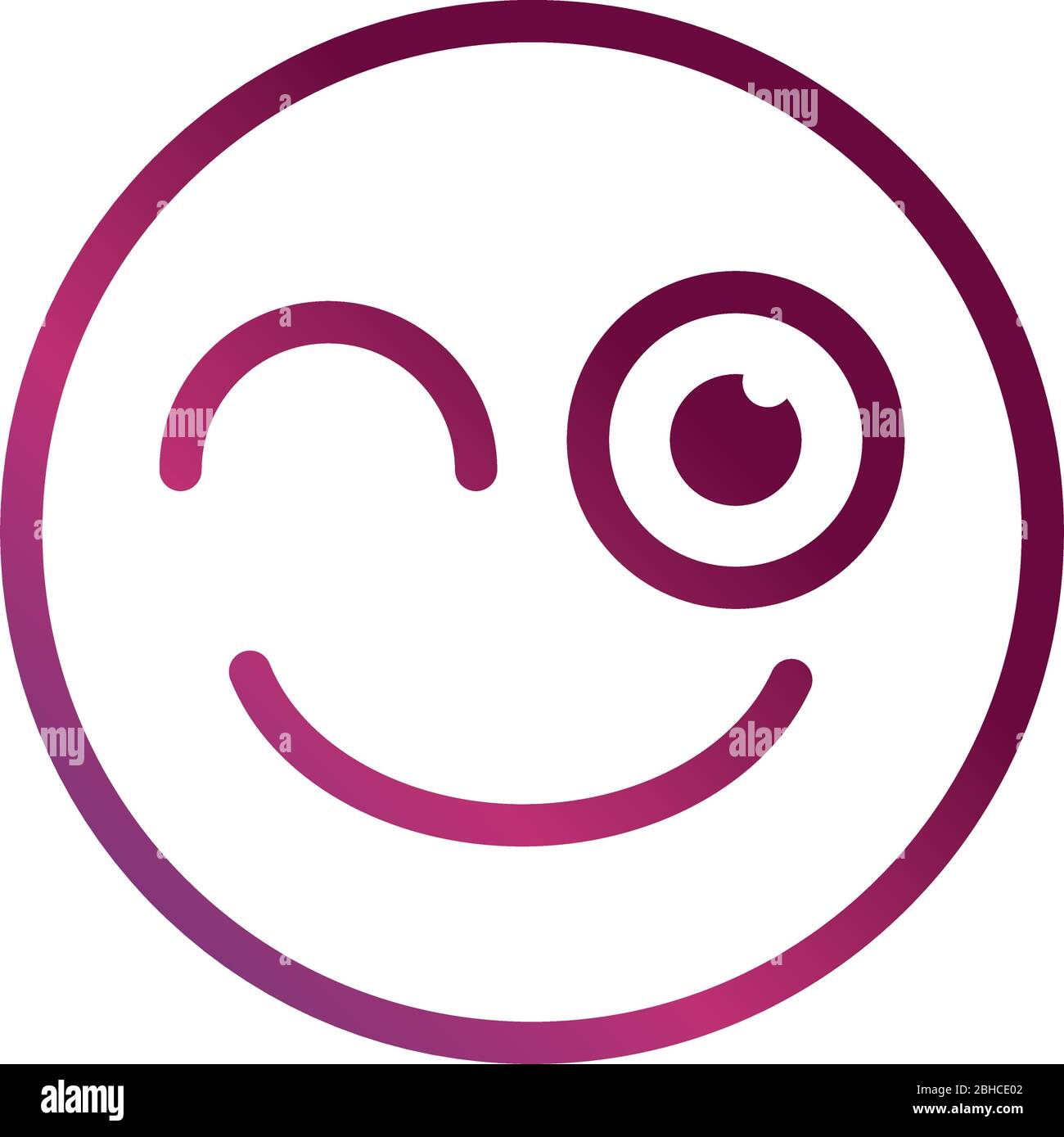 Wink Funny Smiley Emoticon Face Expression Vector Illustration Gradient
