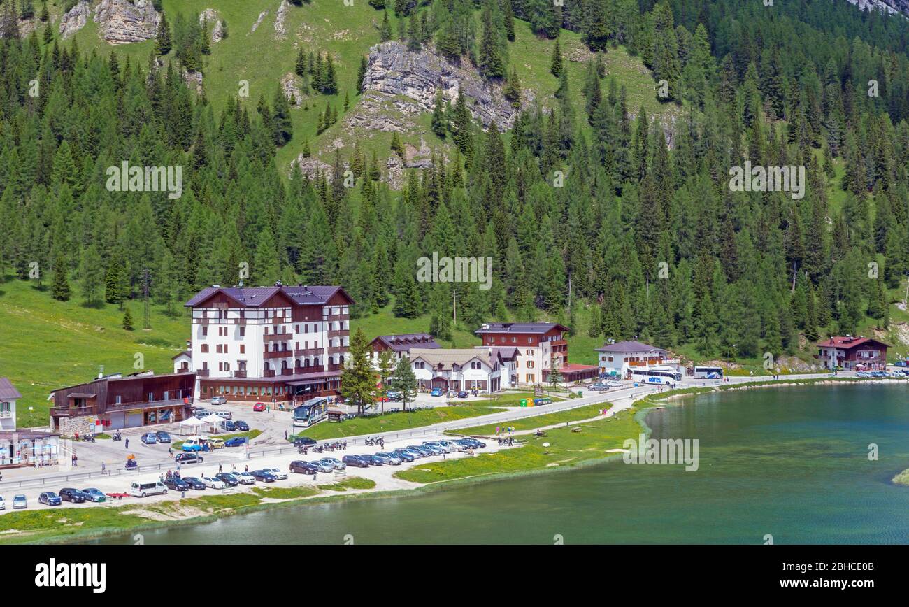 Lake Misurina in the Dolomites, Belluno Province, Veneto, Italy Stock ...