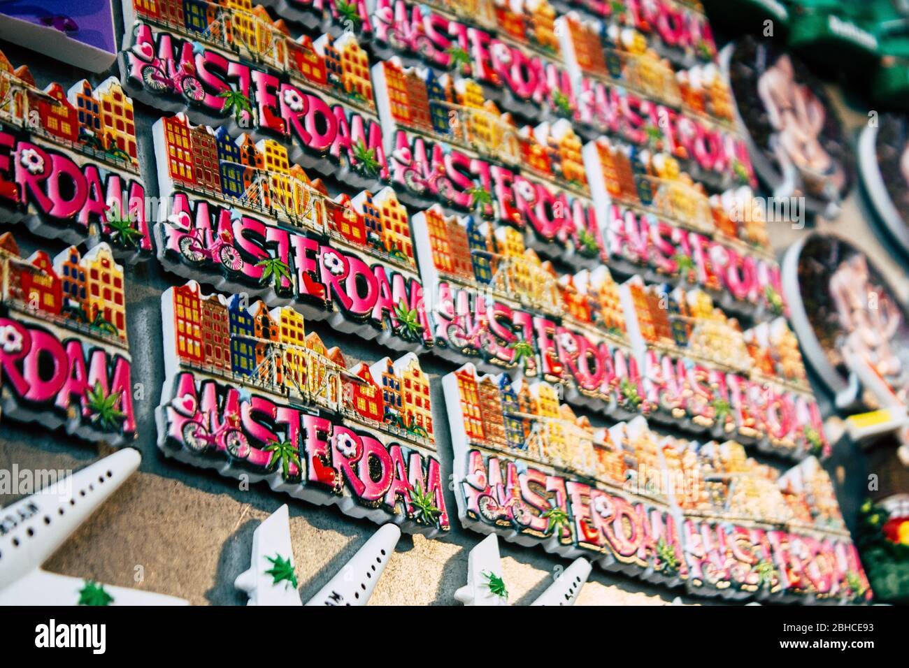 Amsterdam Netherlands April 10, 2019 Closeup of decoratives objects ...