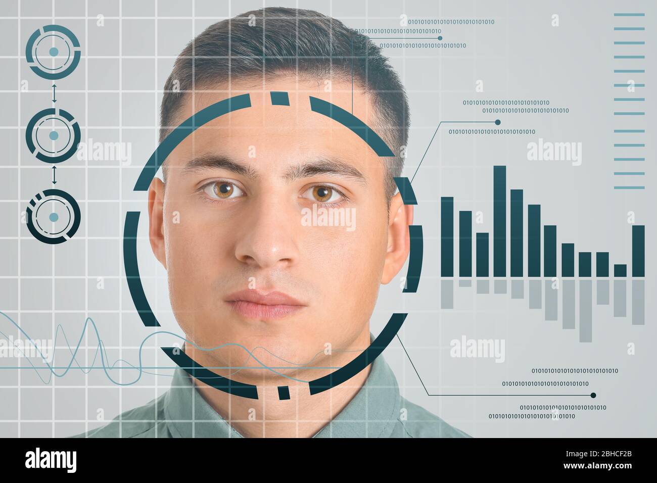 Young Businessman Using Facial Recognition System For Data Protection