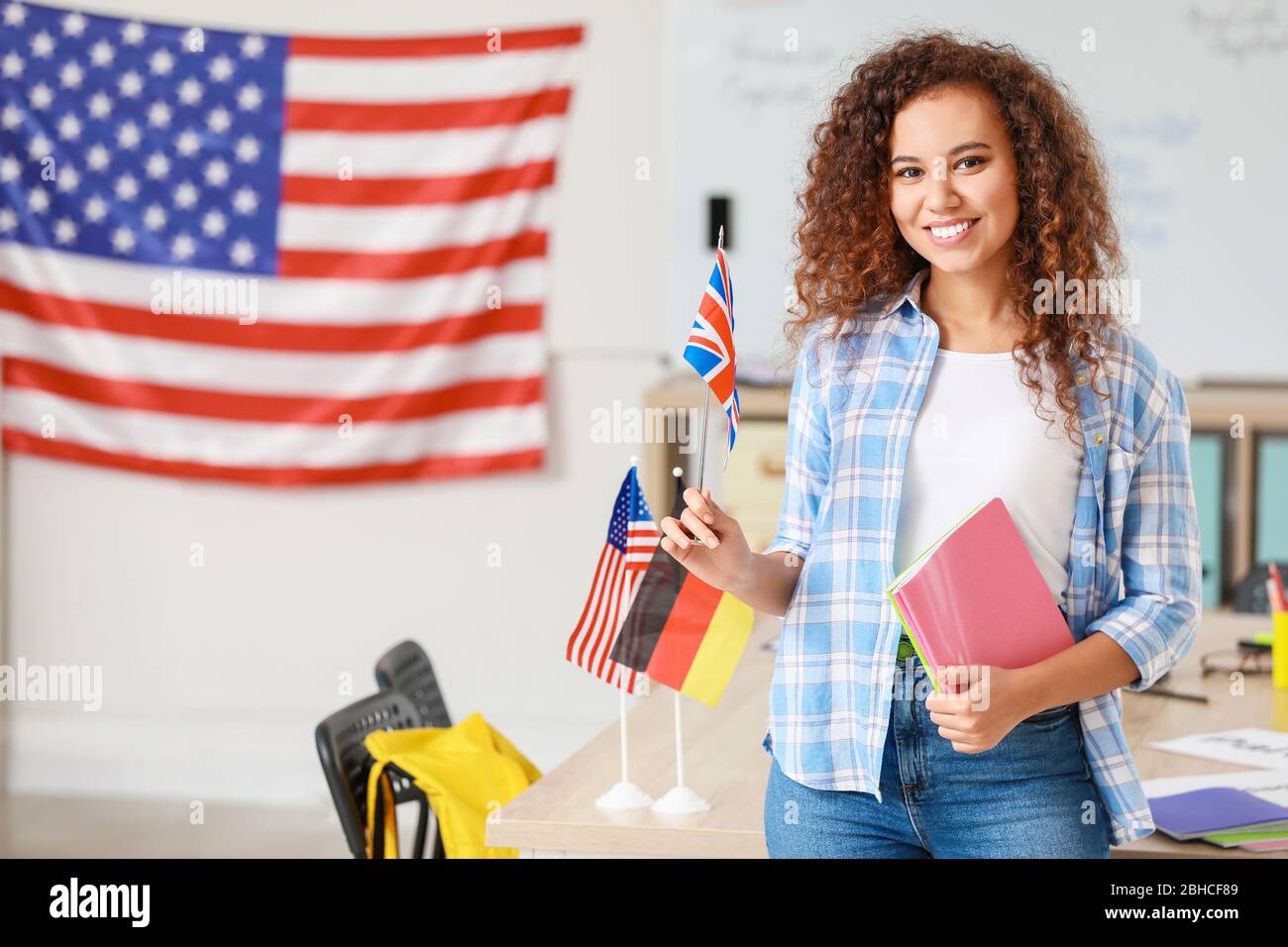 Young female student at language school Stock Photo - Alamy