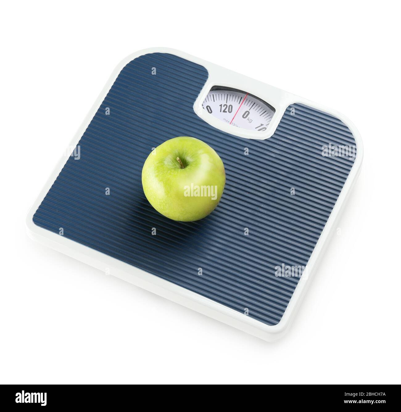 Weight scales with apple on white background. Slimming concept Stock ...