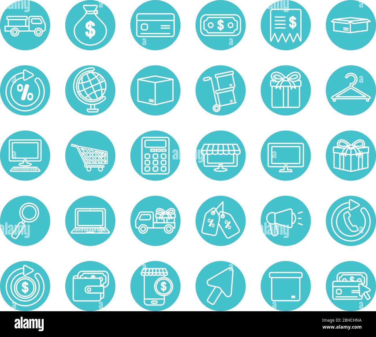 credit card and ecommerce icon set over white background, block line ...