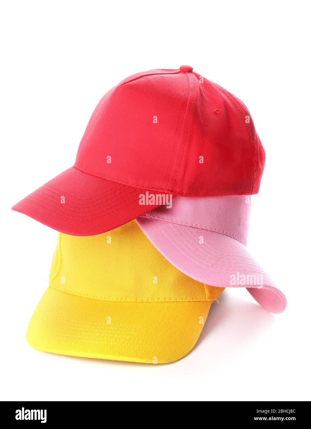 Blank caps on white background Stock Photo - Alamy