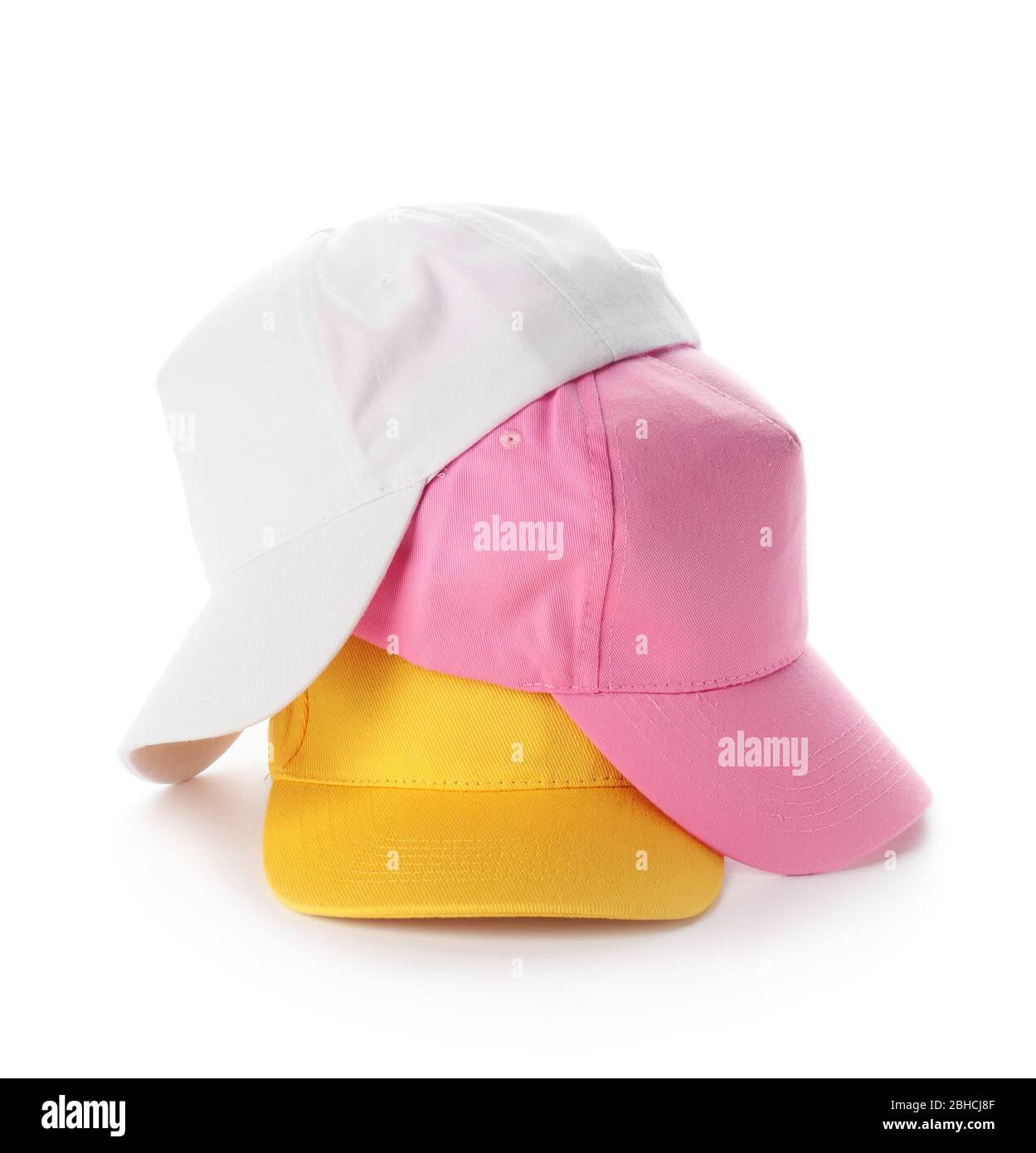 Blank caps on white background Stock Photo - Alamy