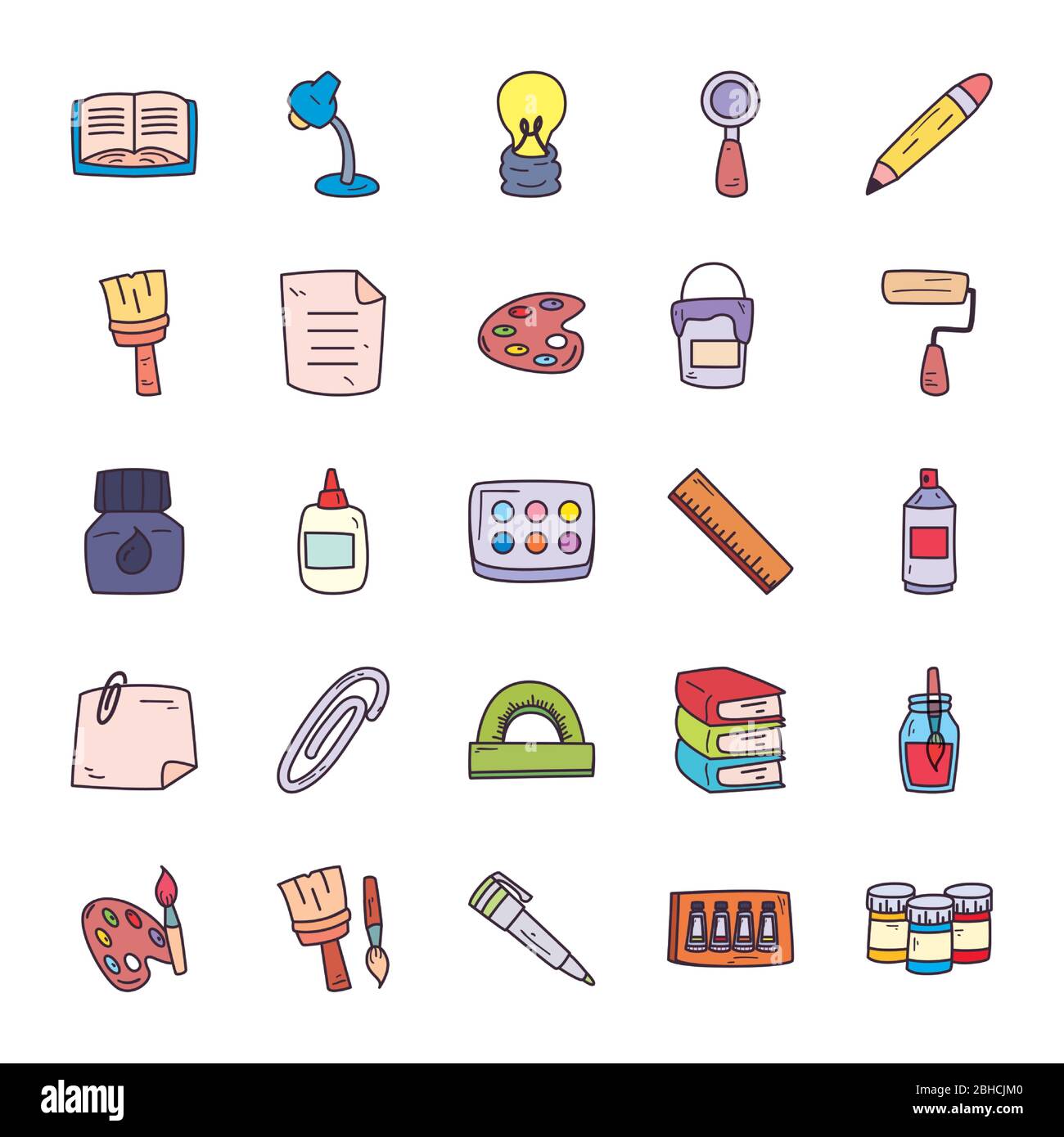 fill style icon set, Creativity design art tool instrument school ...