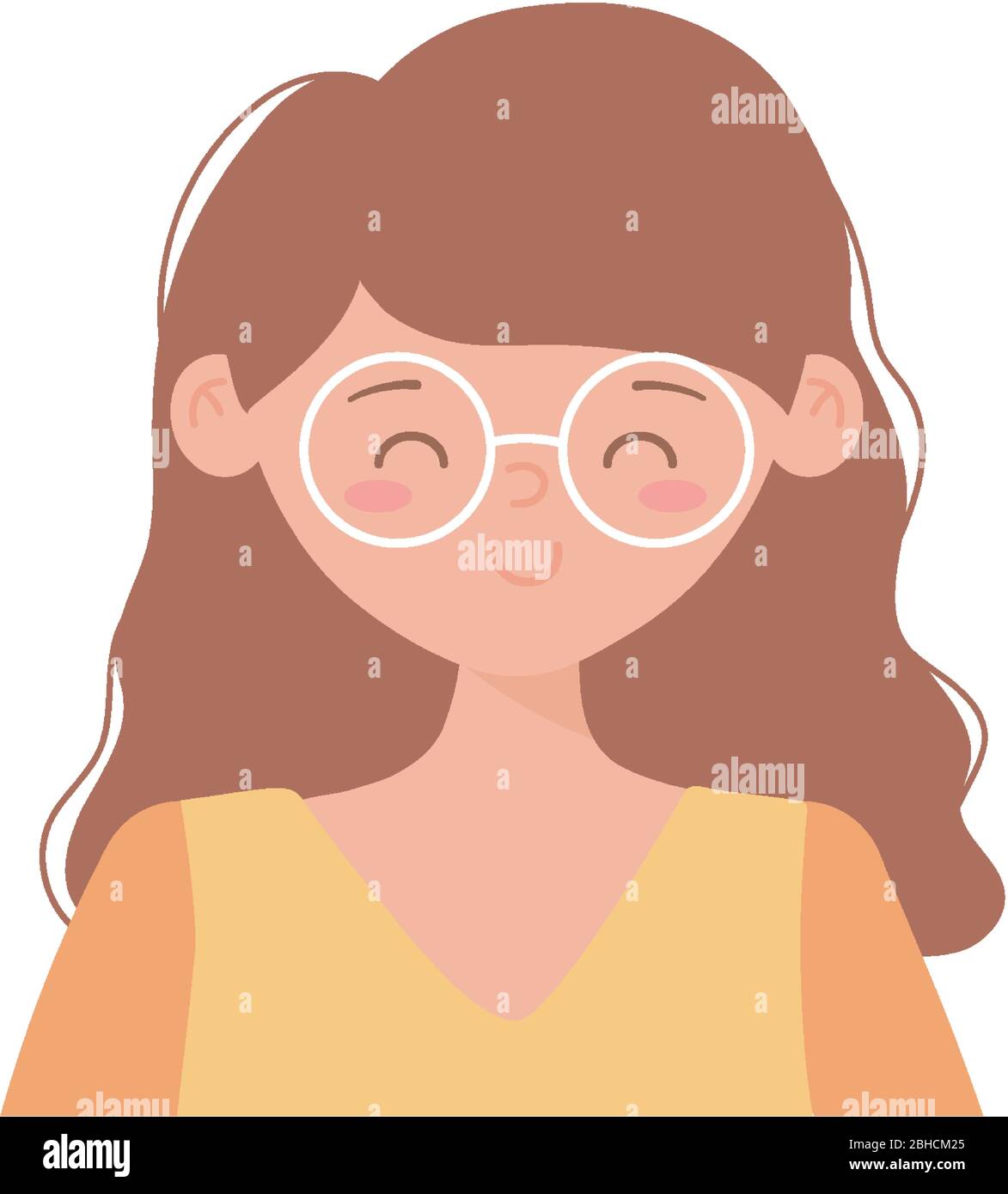 woman wearing glasses portrait character isolated icon on white ...