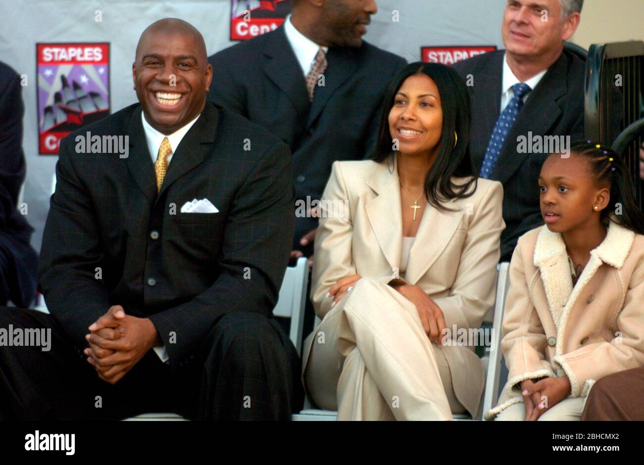Los Angeles, United States. 11th Feb, 2004. Magic Johnson and his wife ...