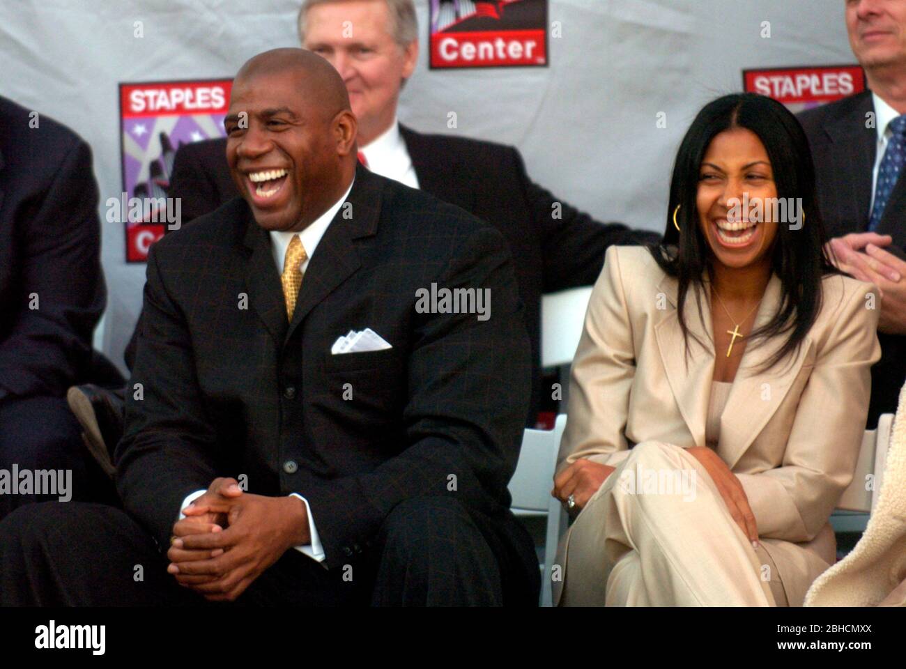 Los Angeles, United States. 11th Feb, 2004. Magic Johnson and his wife ...