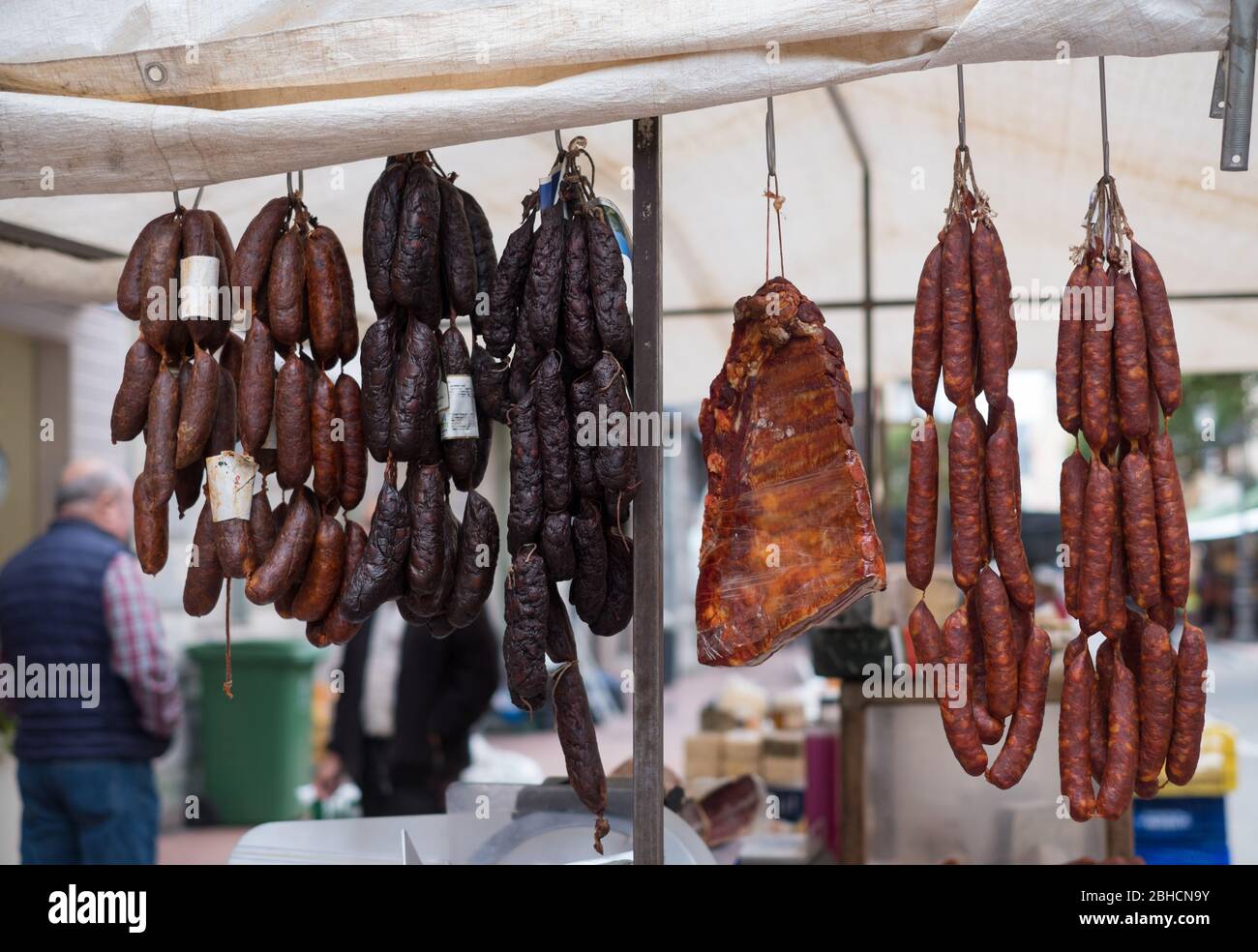 Hanging sausages hi-res stock photography and images - Alamy