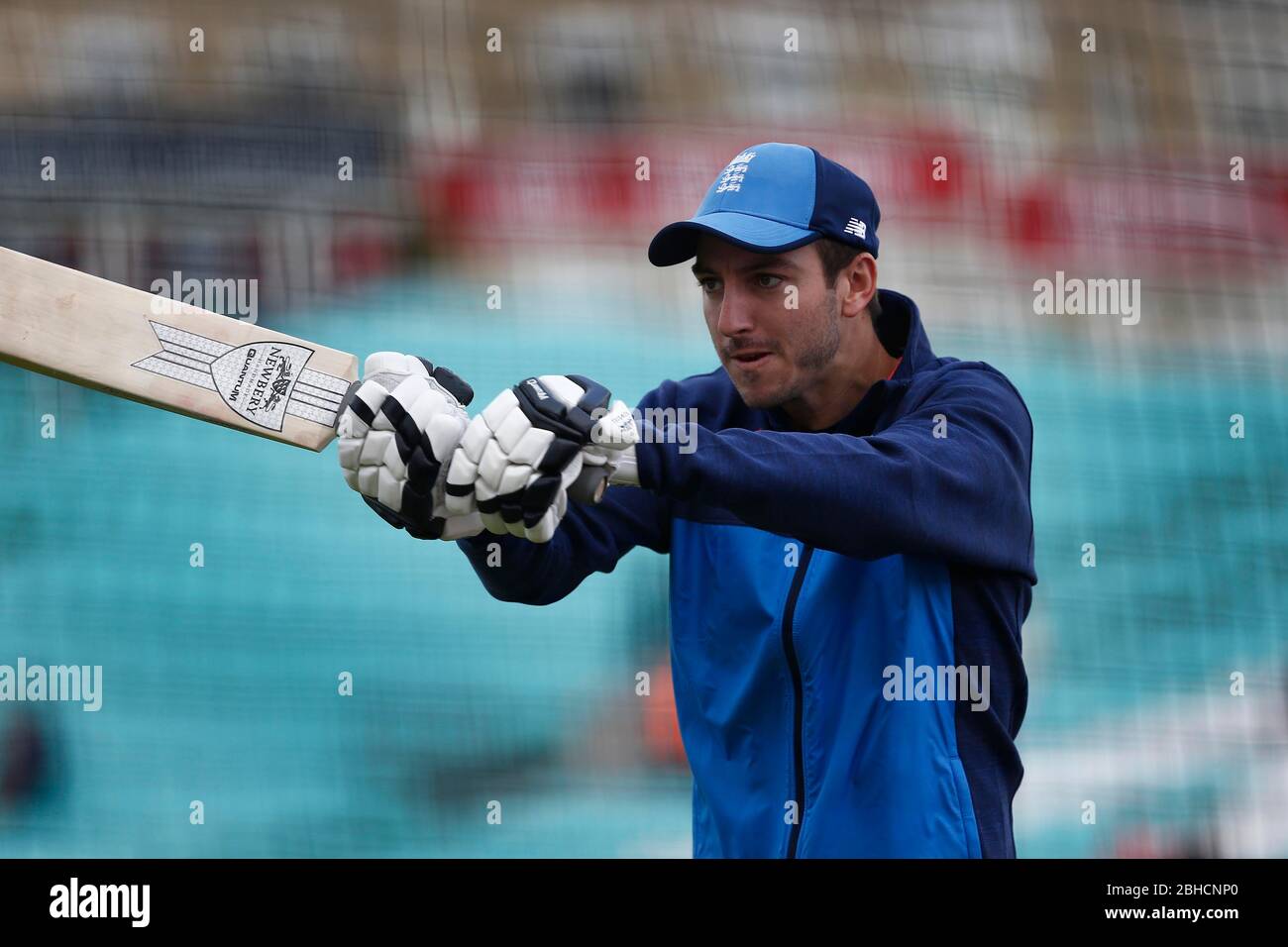 Toby Roland-Jones of England doing batting practice before day four of ...