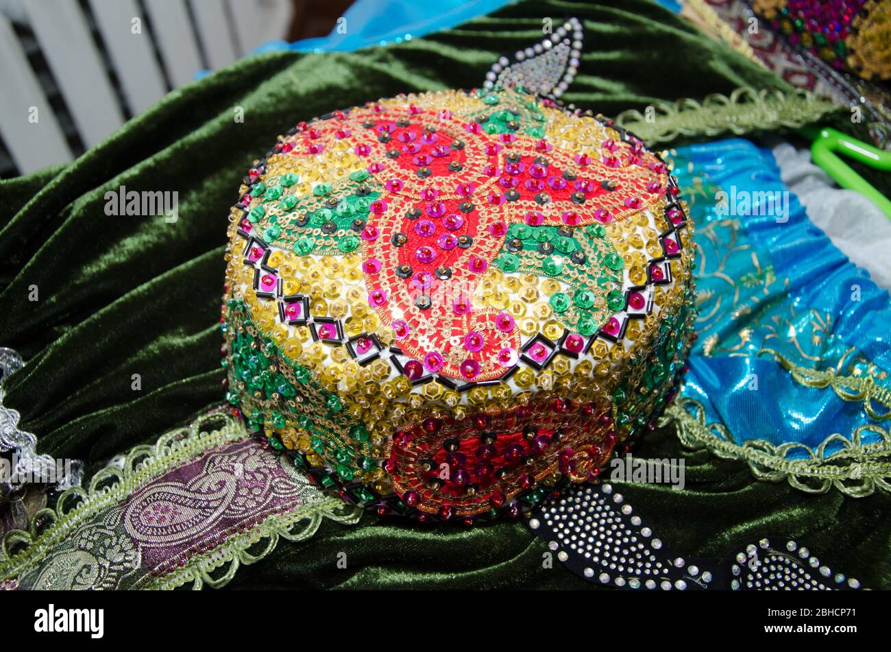 Tradional Azerbaijani souveniers hats and knitted clothing sold . They ...