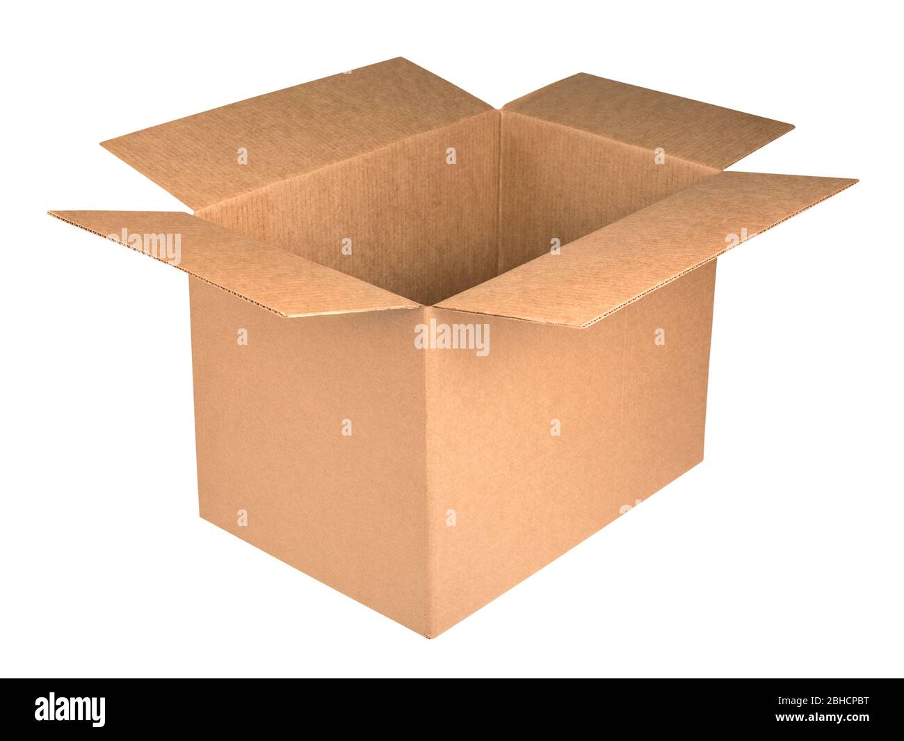 Open kraft carton box isolated on white background Stock Photo - Alamy