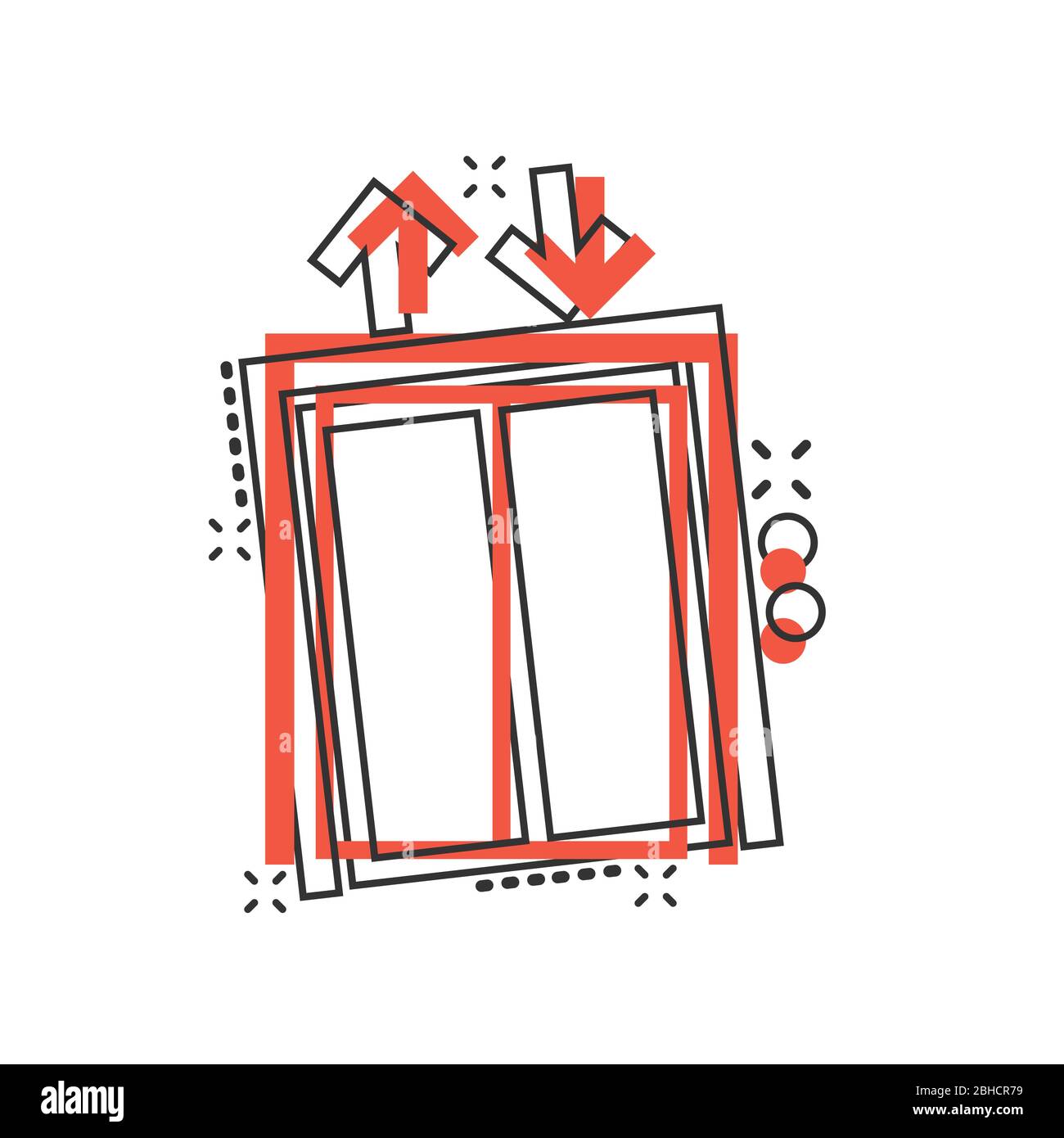 Elevator icon in comic style. Lift cartoon vector illustration on white ...