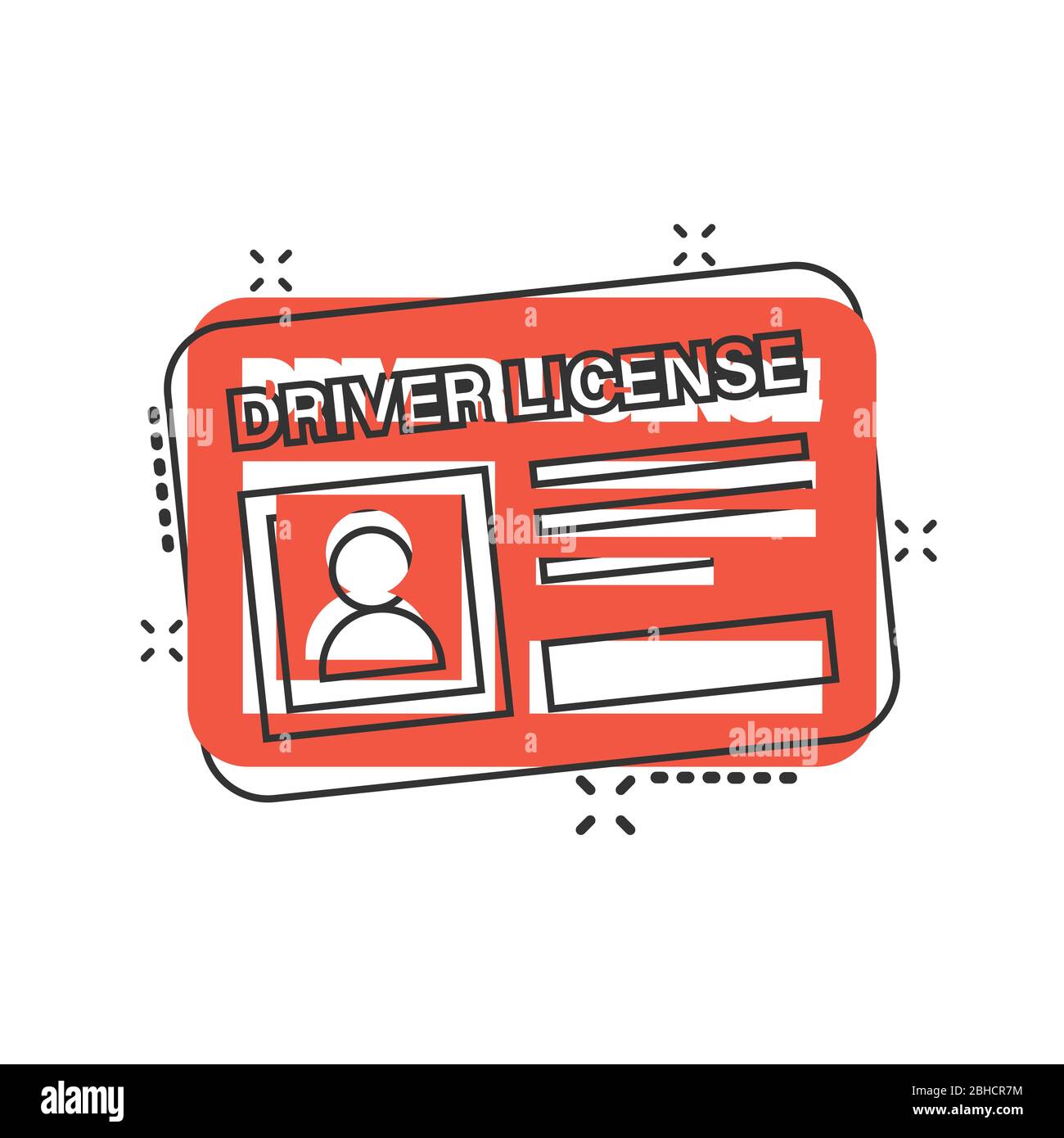Driver license icon in comic style. Id card cartoon vector illustration ...
