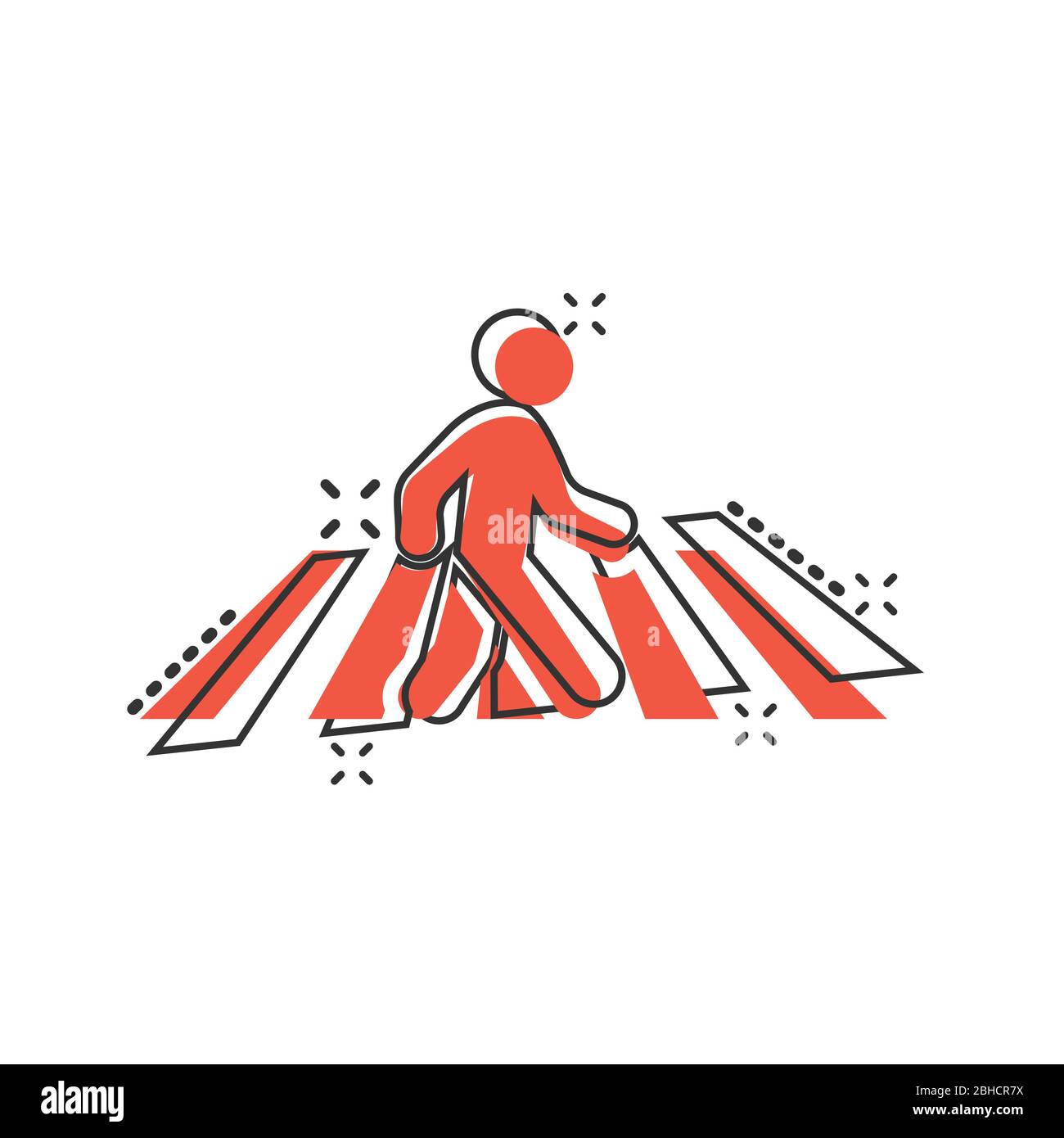 Pedestrian crosswalk icon in comic style. People walkway cartoon sign ...