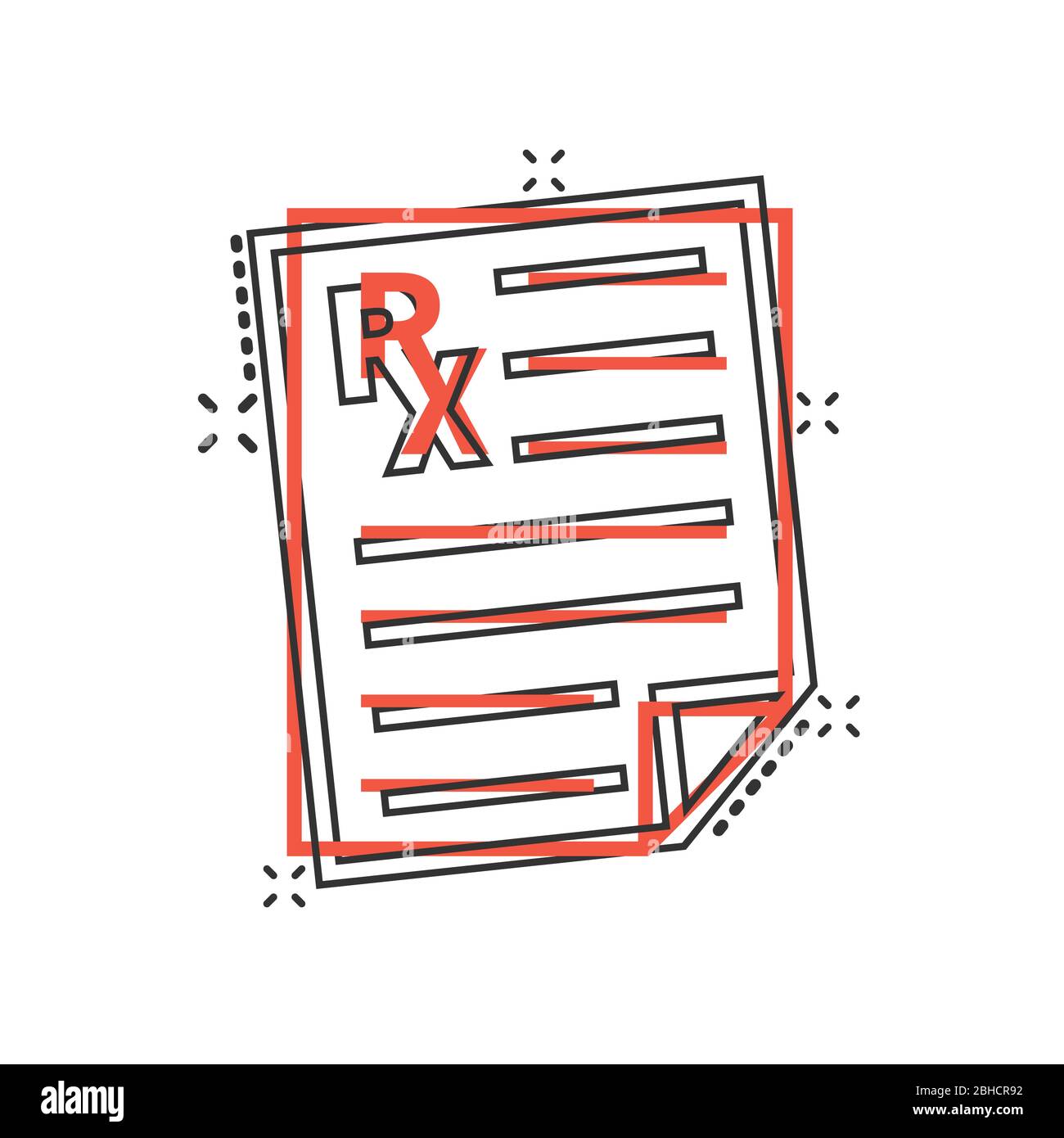Prescription icon in comic style. Rx document cartoon vector ...