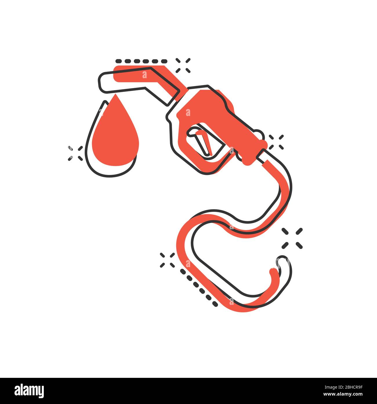 Fuel pump icon in comic style. Gas station cartoon sign vector ...