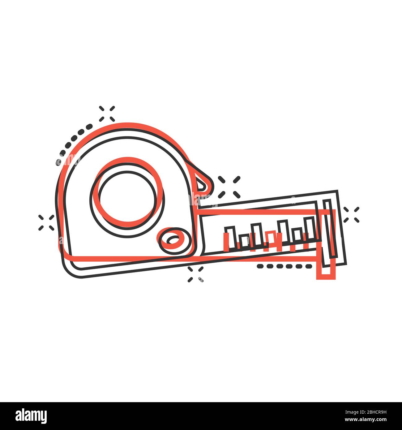 Measure tape icon in comic style. Ruler cartoon sign vector ...