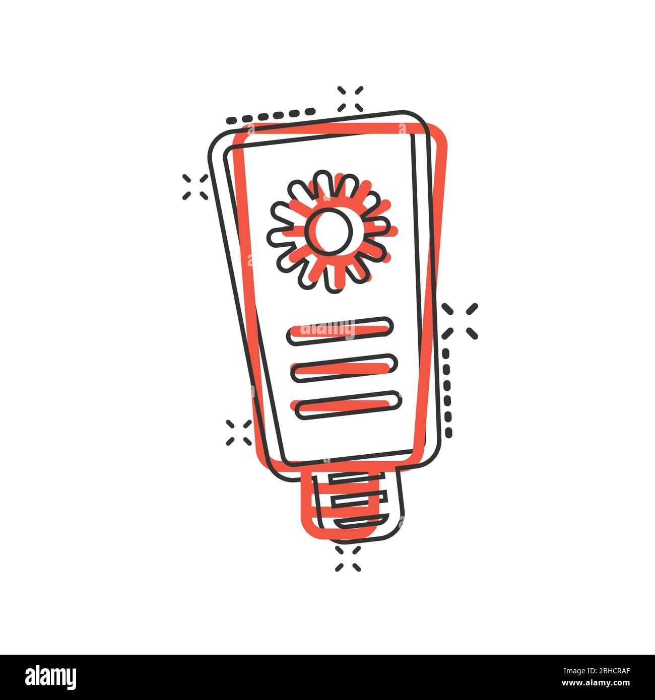 Sun protection icon in comic style. Sunblock cream cartoon vector ...