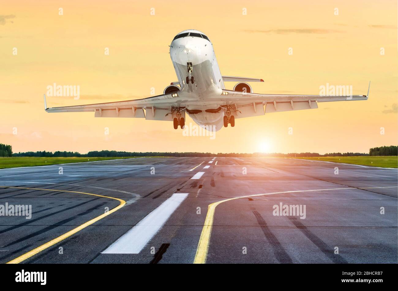 Airplane Taking Off Sunrise