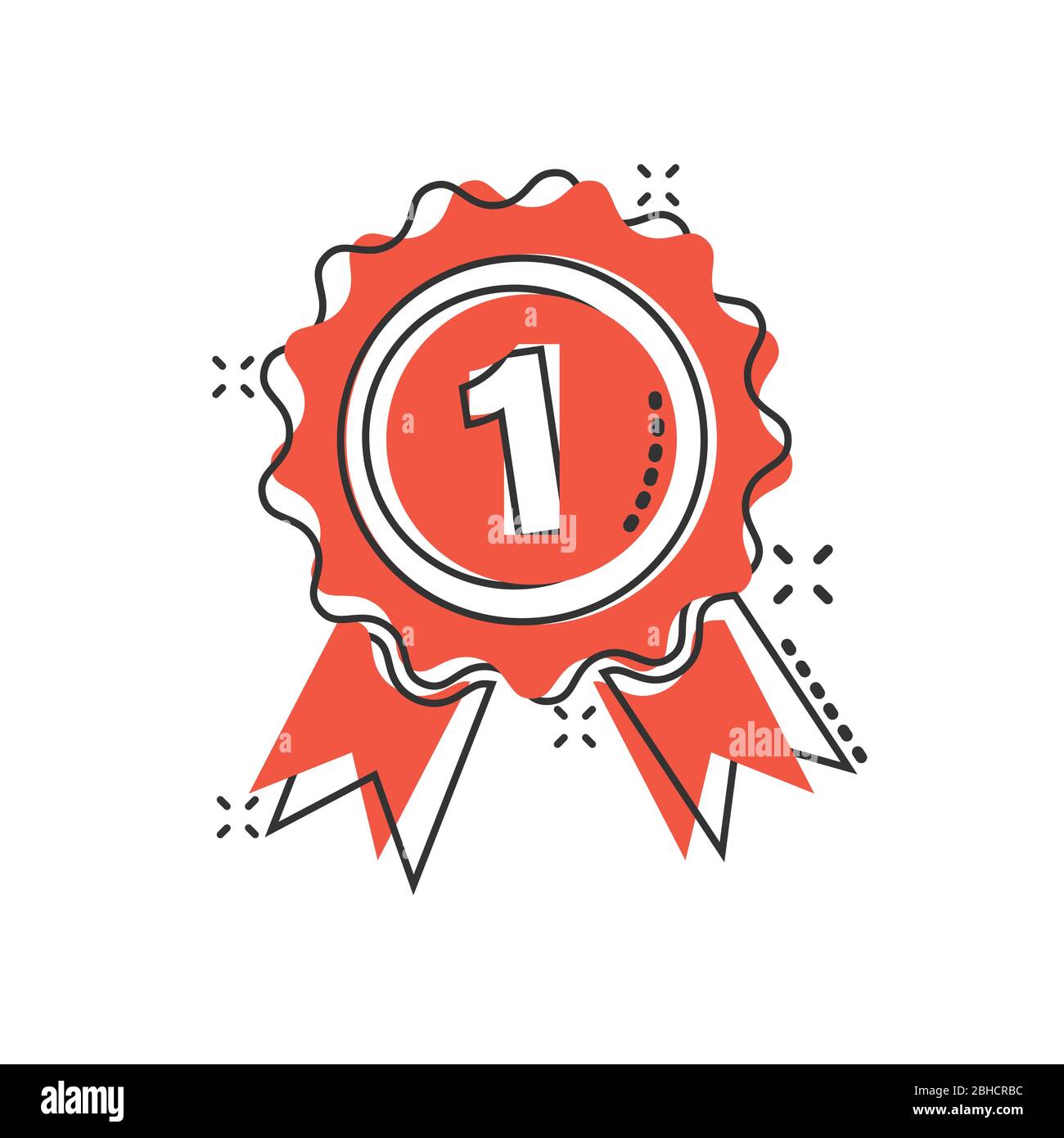 Winner icon in comic style. Rosette award cartoon vector illustration ...