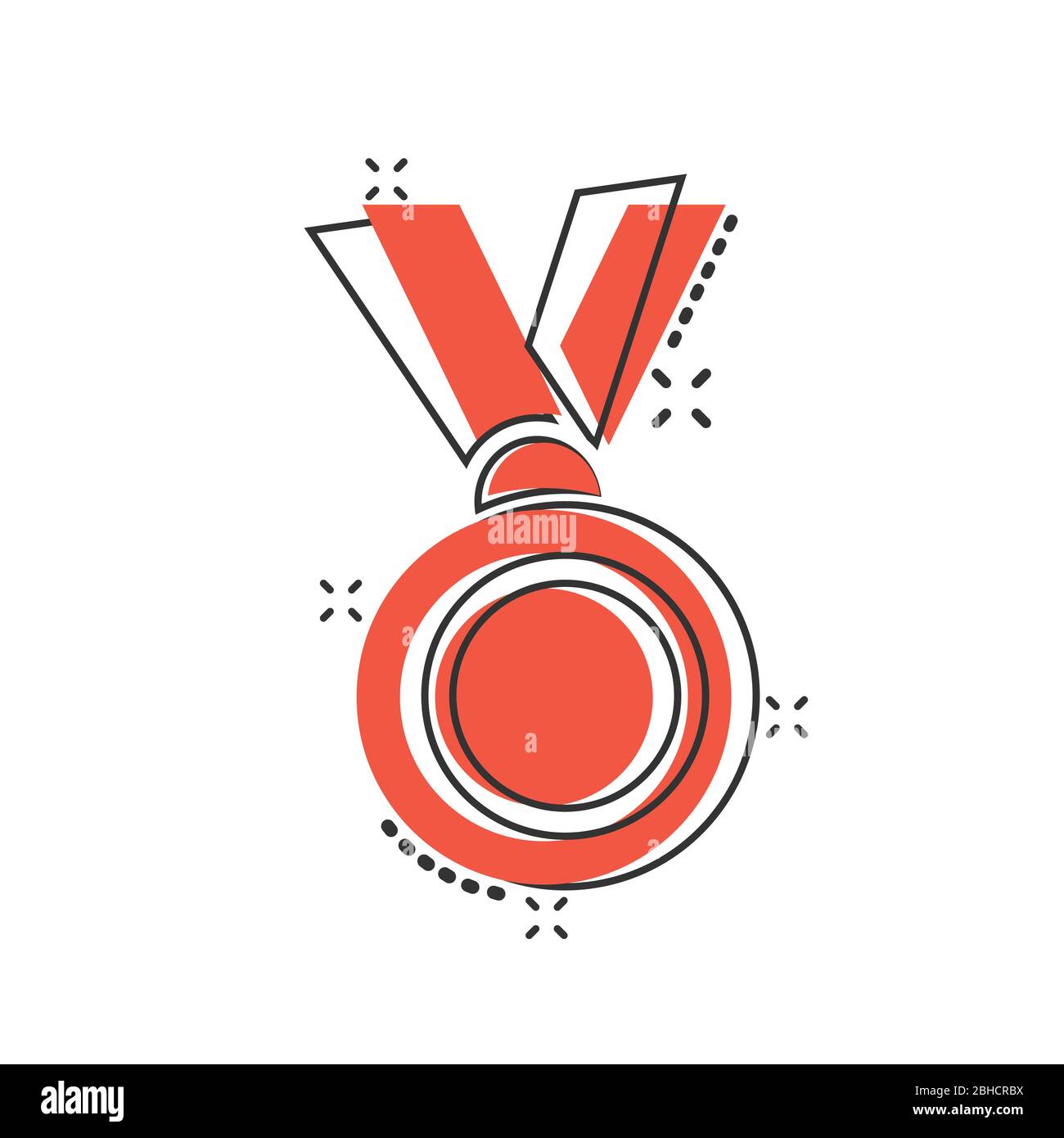 Medal icon in comic style. Prize cartoon sign vector illustration on ...