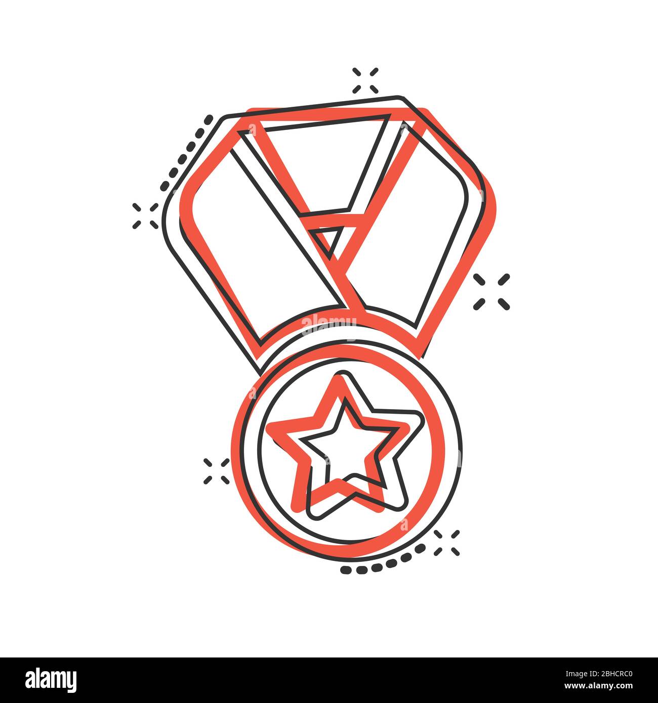 Medal icon in comic style. Prize cartoon sign vector illustration on ...