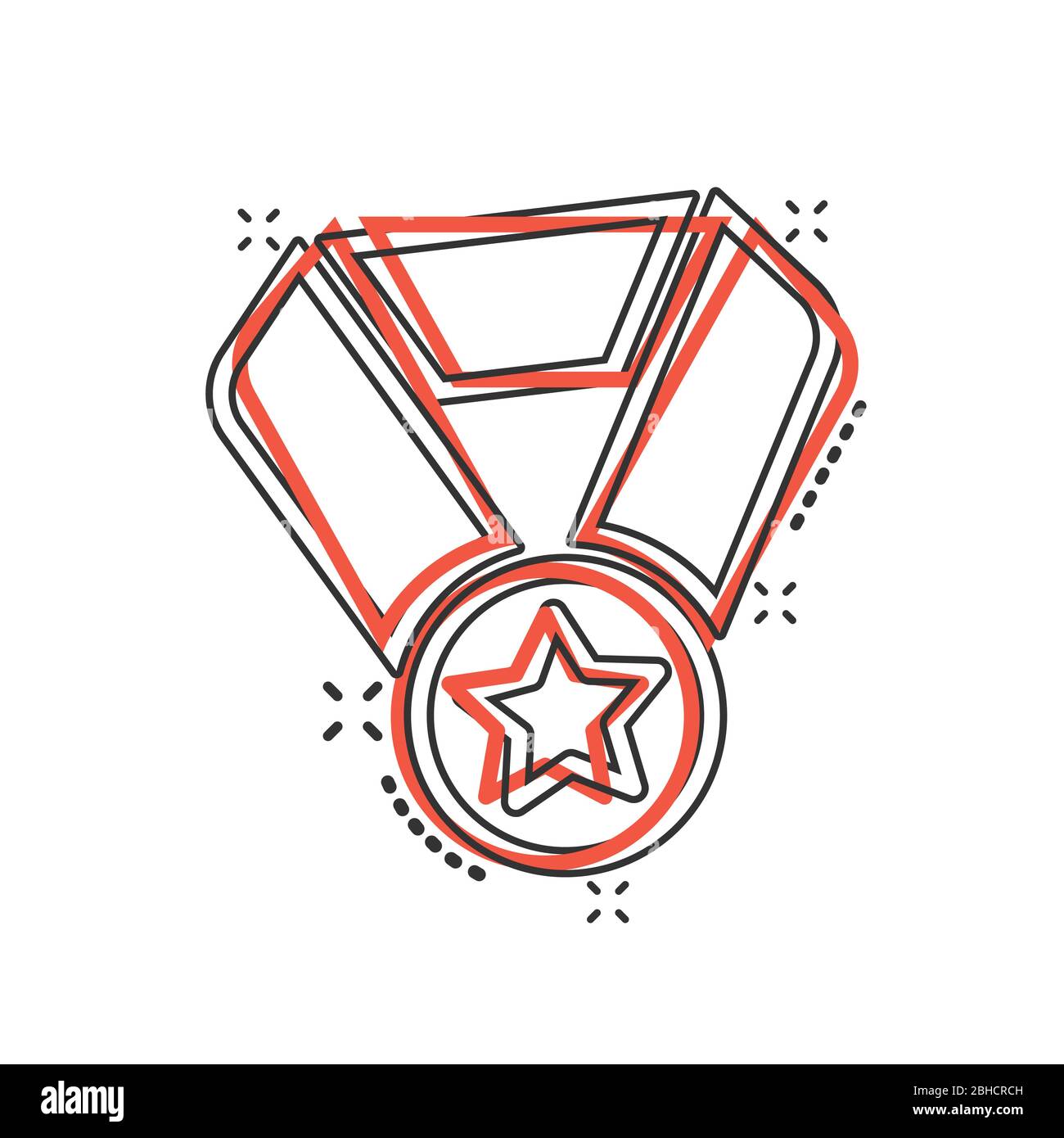 Medal icon in comic style. Prize cartoon sign vector illustration on ...