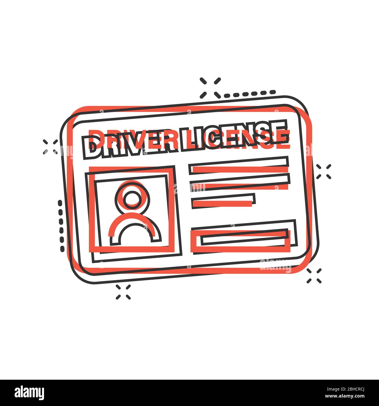 Driver license icon in comic style. Id card cartoon vector illustration ...
