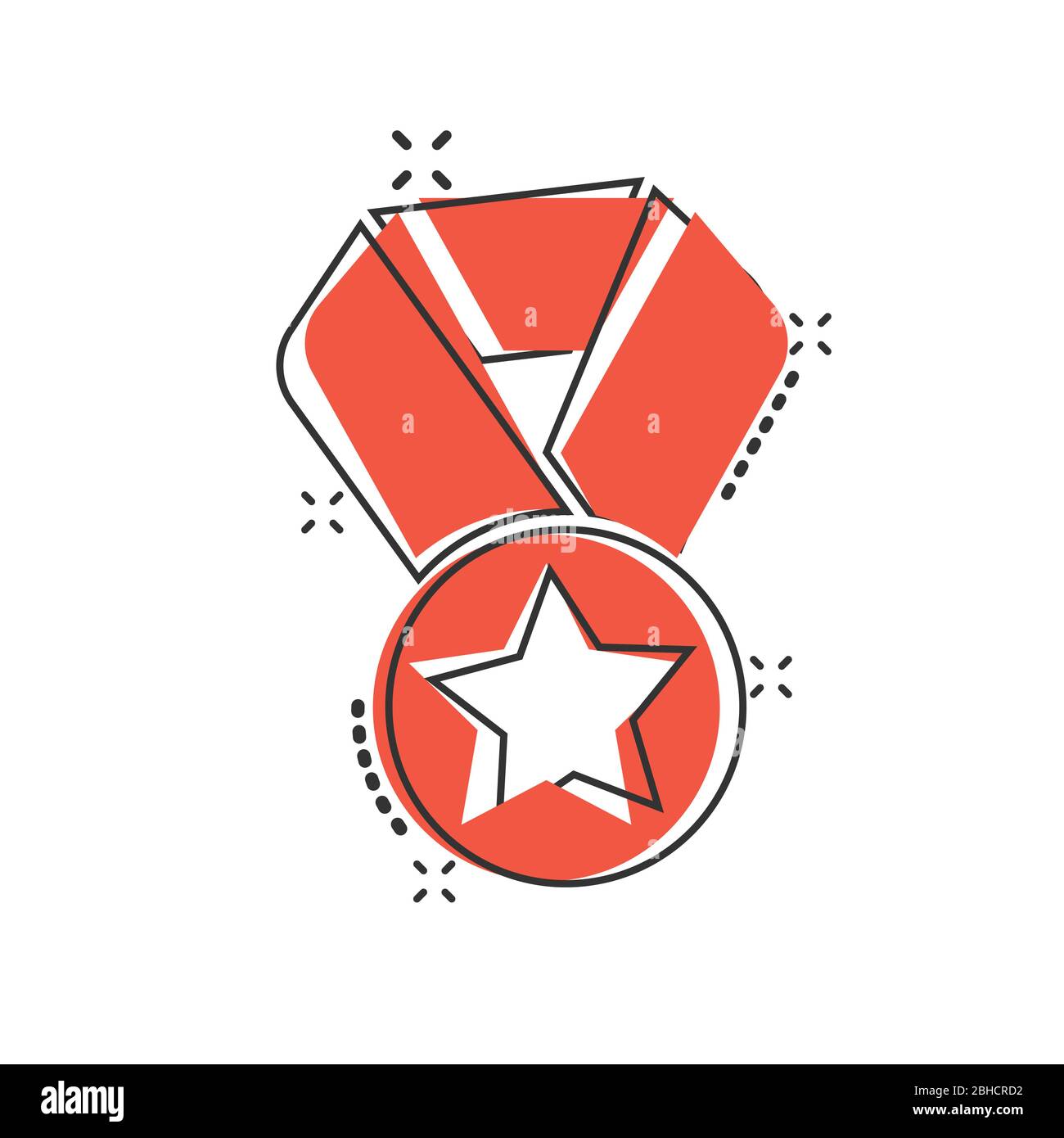 Medal icon in comic style. Prize cartoon sign vector illustration on ...