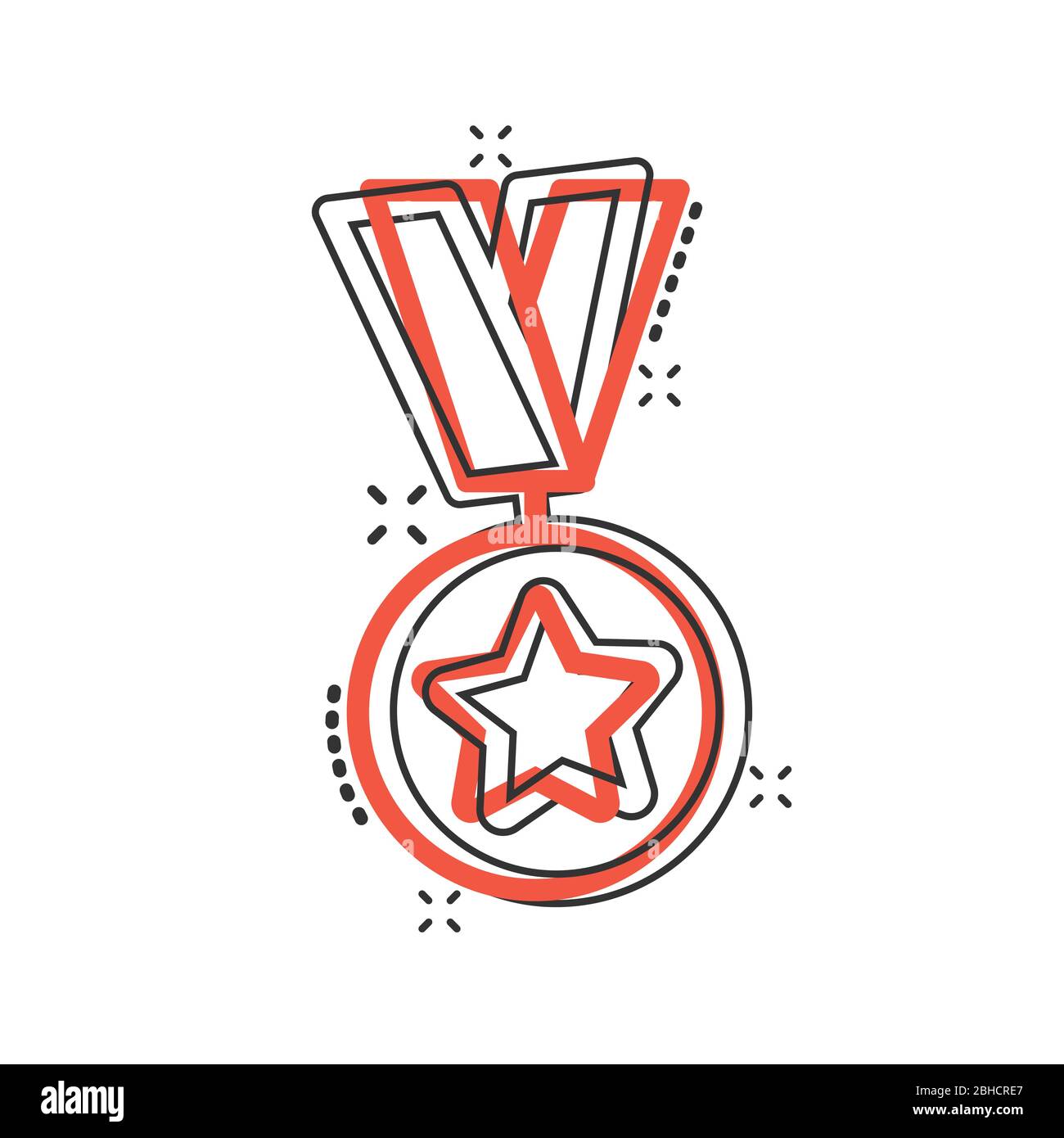 Medal icon in comic style. Prize cartoon sign vector illustration on ...