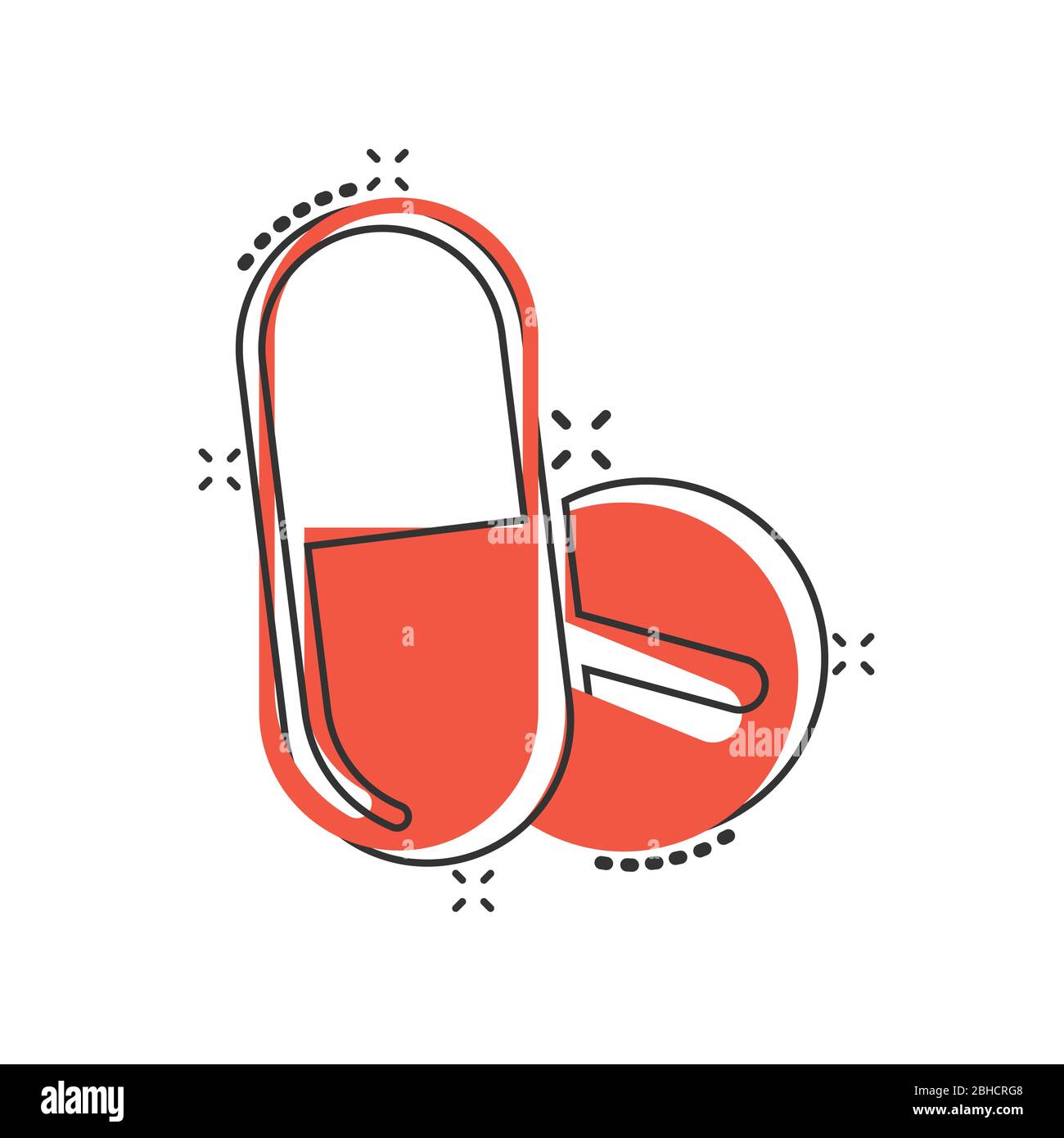 Pill capsule icon in comic style. Drugs cartoon vector illustration on ...