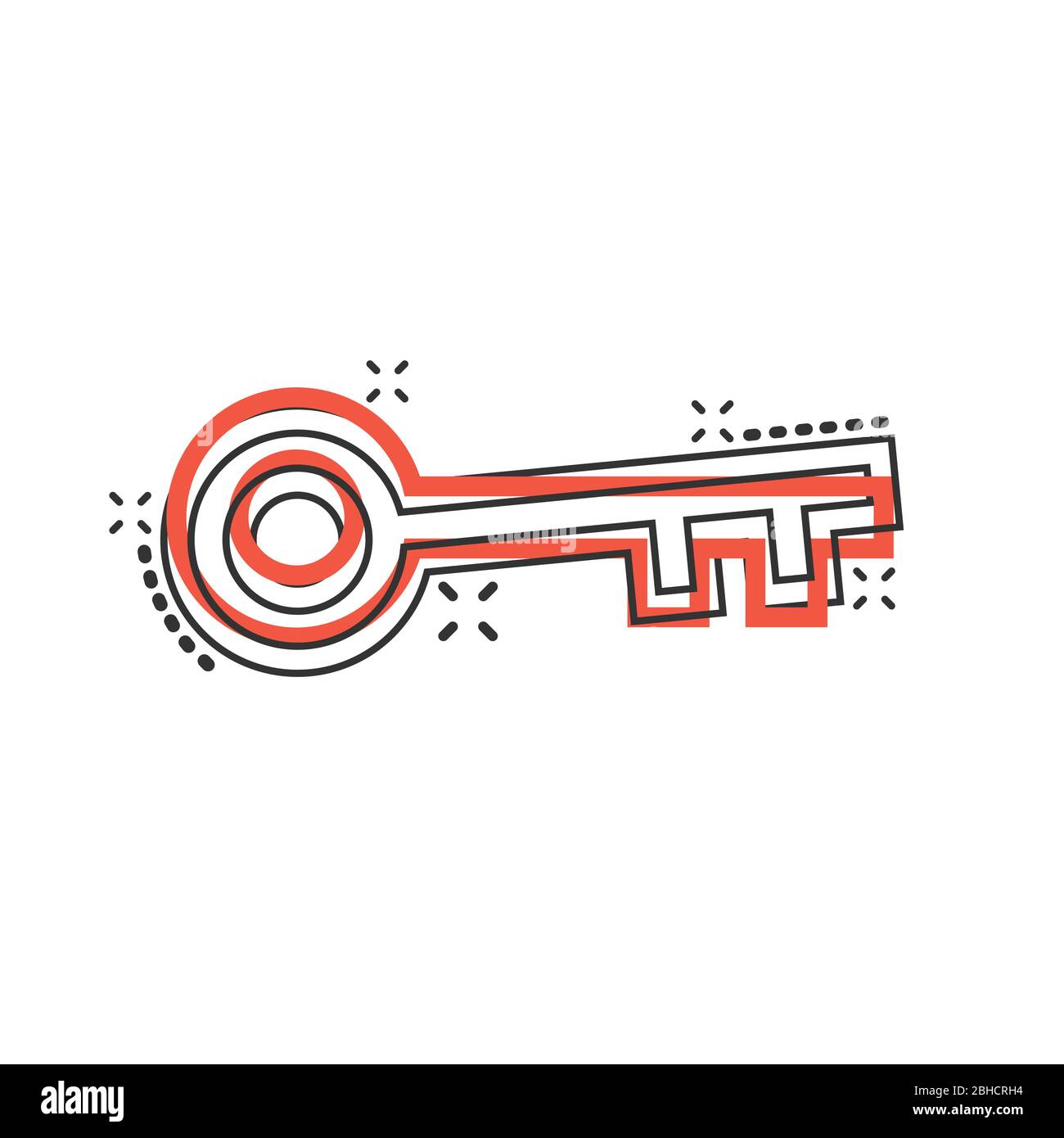 Key icon in comic style. Password cartoon vector illustration on white ...