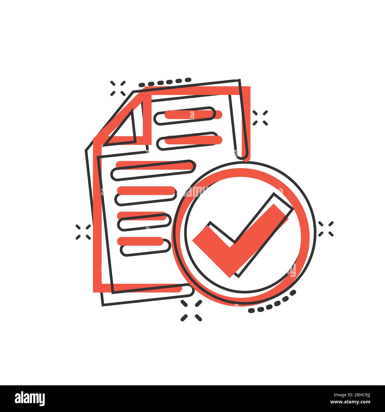 Approved document icon in comic style. Authorize cartoon vector ...