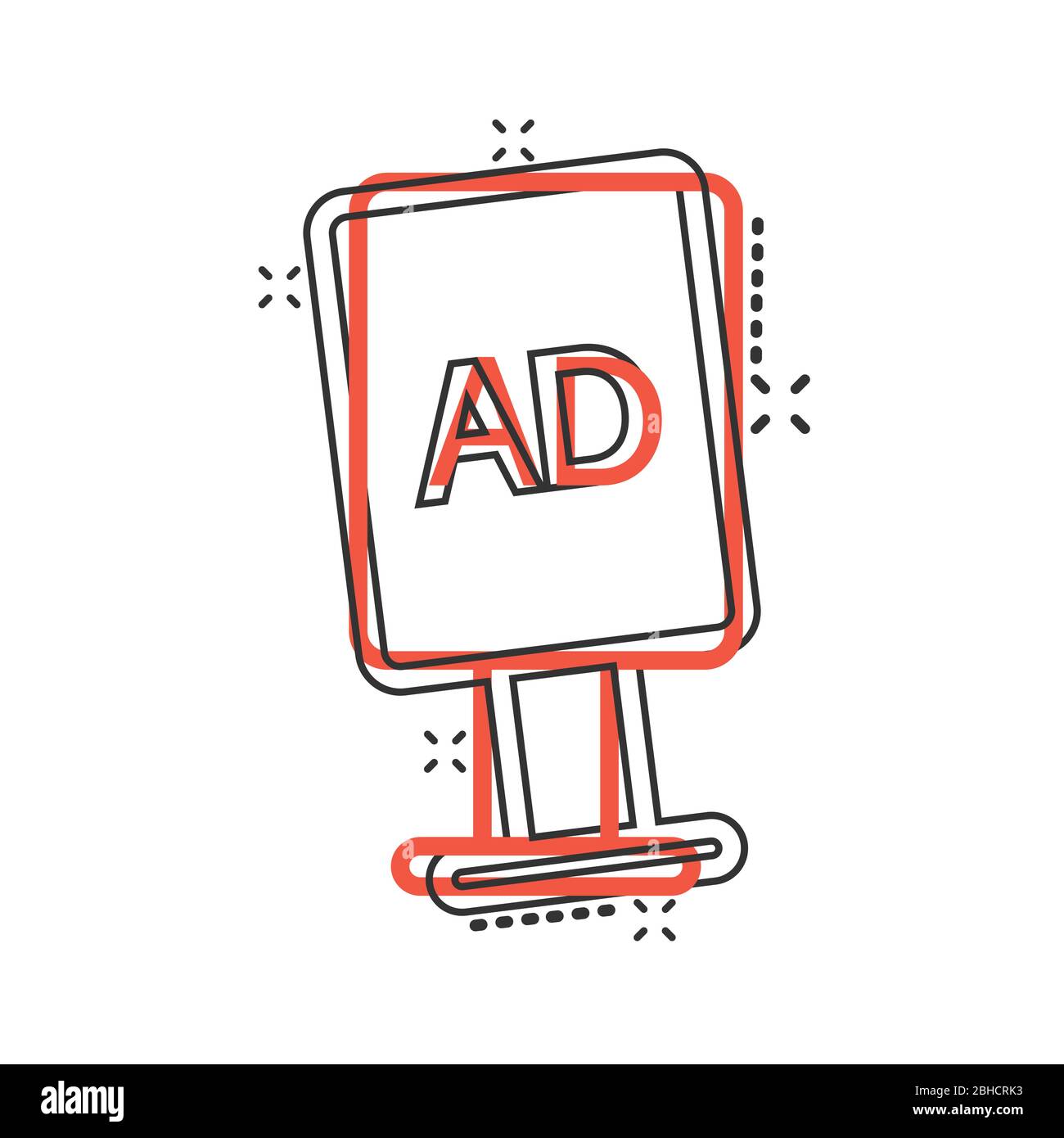 Billboard icon in comic style. Citylight display cartoon vector ...