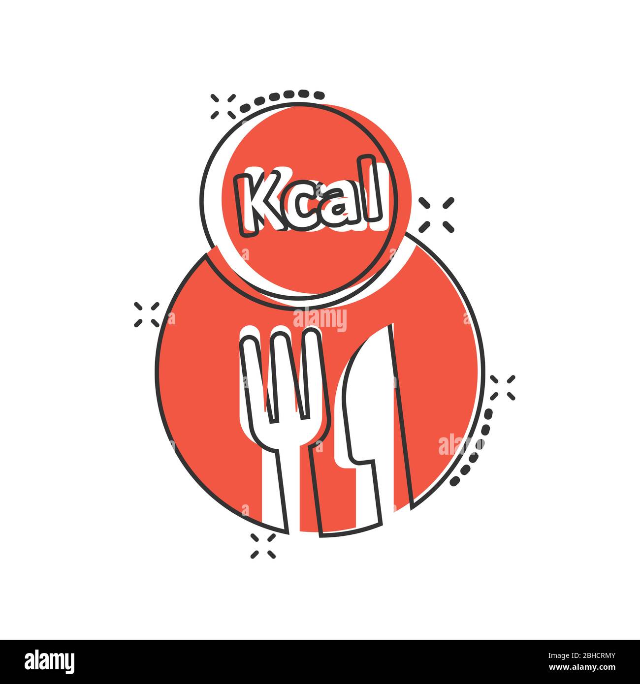 Kcal icon in comic style. Diet cartoon vector illustration on white ...