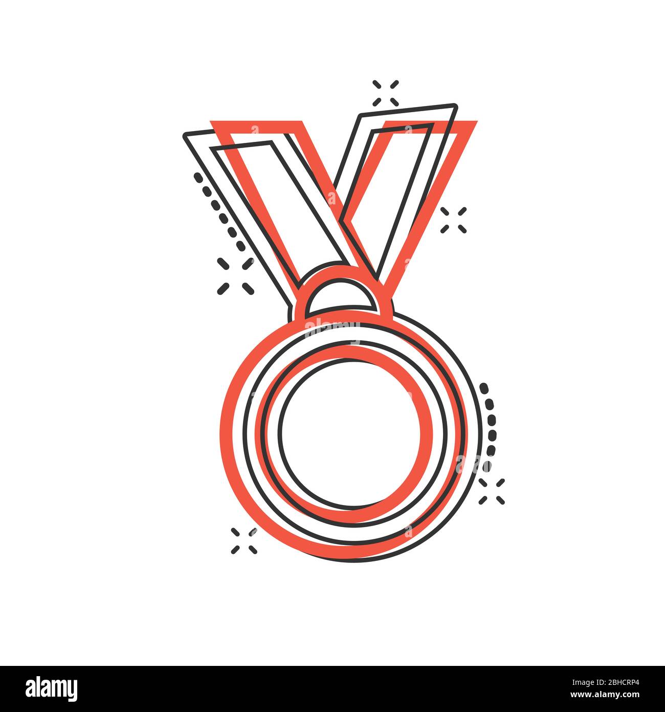Medal icon in comic style. Prize cartoon sign vector illustration on ...