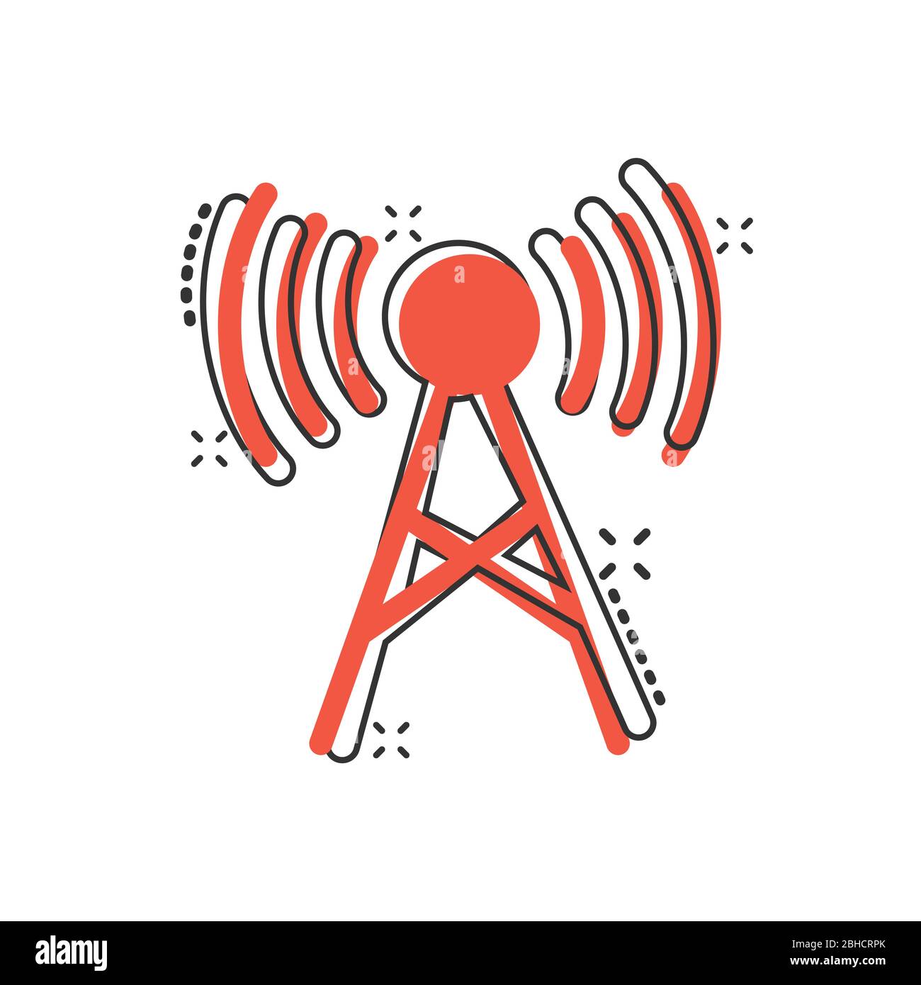 Antenna tower icon in comic style. Broadcasting cartoon vector ...