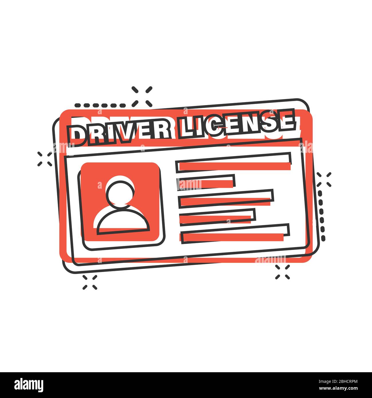 Driver license icon in comic style. Id card cartoon vector illustration ...